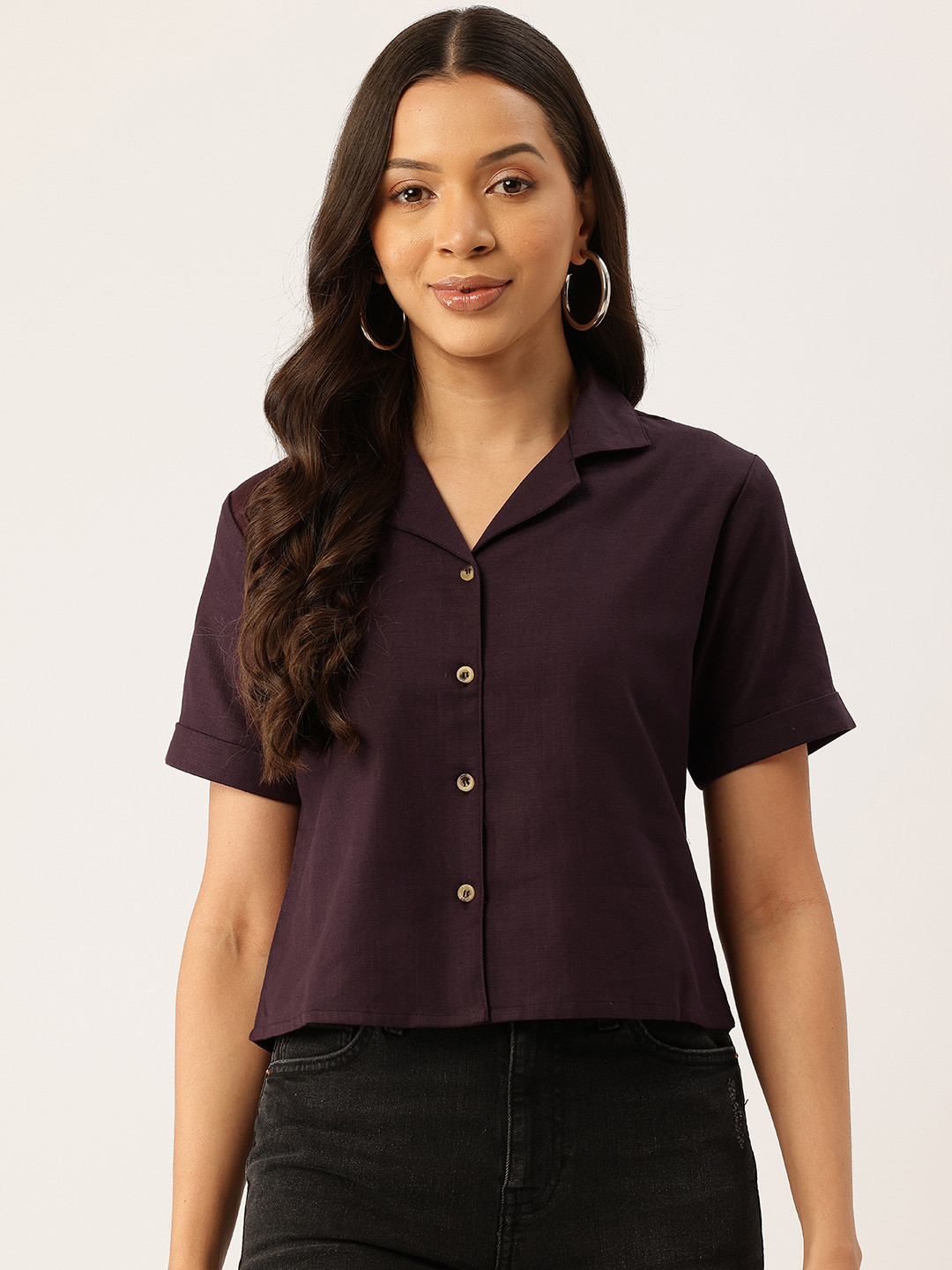 Buy LABEL REGALIA Women Cropped Casual Shirt - Shirts for Women ...