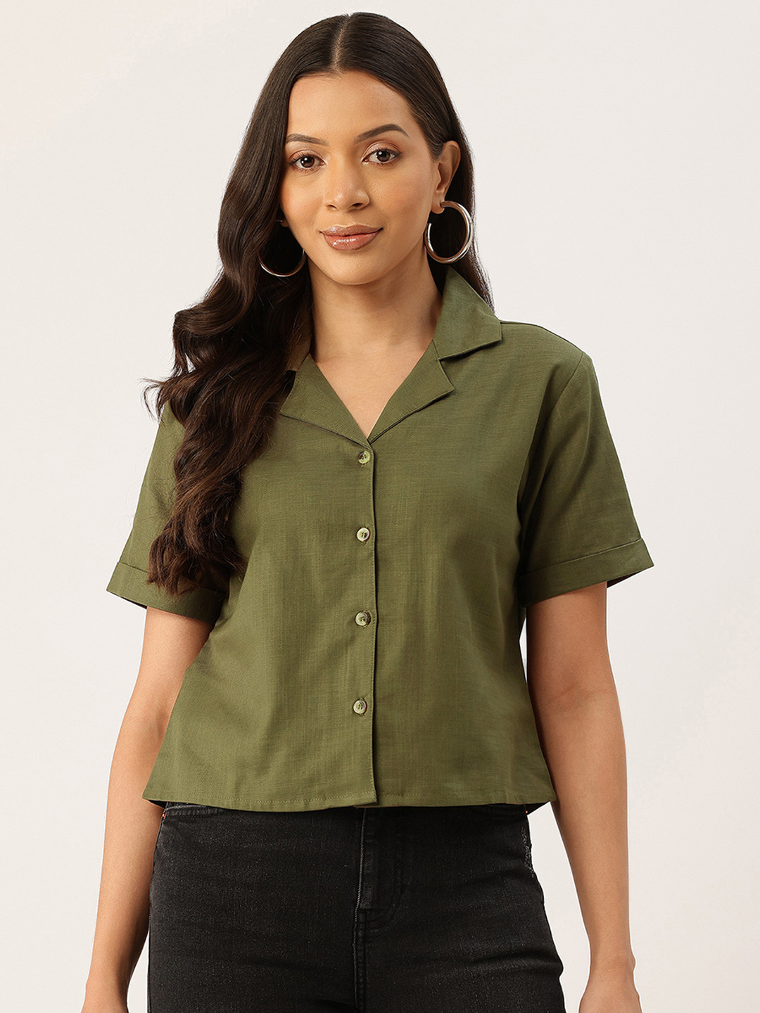 Buy LABEL REGALIA Women Cropped Casual Shirt - Shirts for Women ...