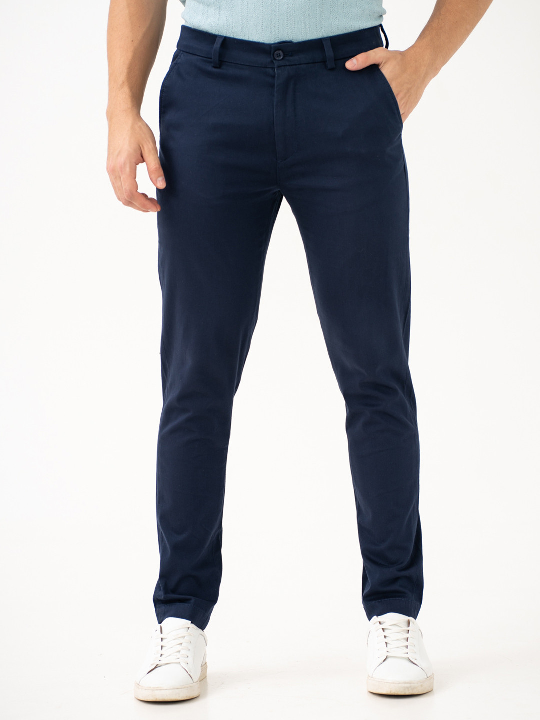 Buy The Pant Project Men Classic Navy Slim Fit Stretchable Cotton ...