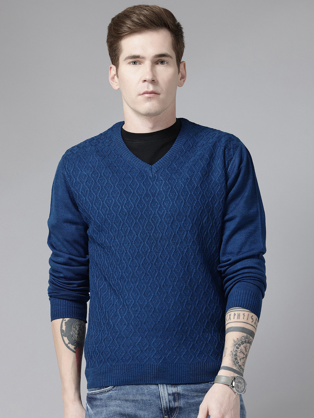 Buy Park Avenue Men Self Design Acrylic Pullover - Sweaters for Men ...