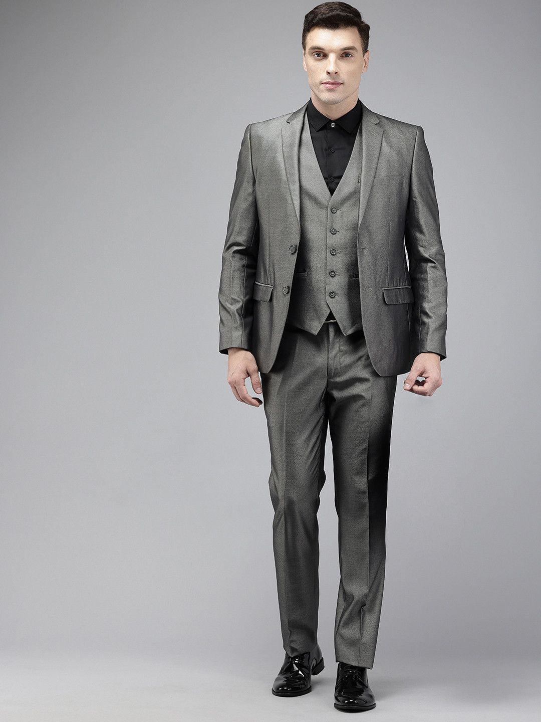 Buy Park Avenue Super Slim Fit Self Design Notched Lapel Single ...