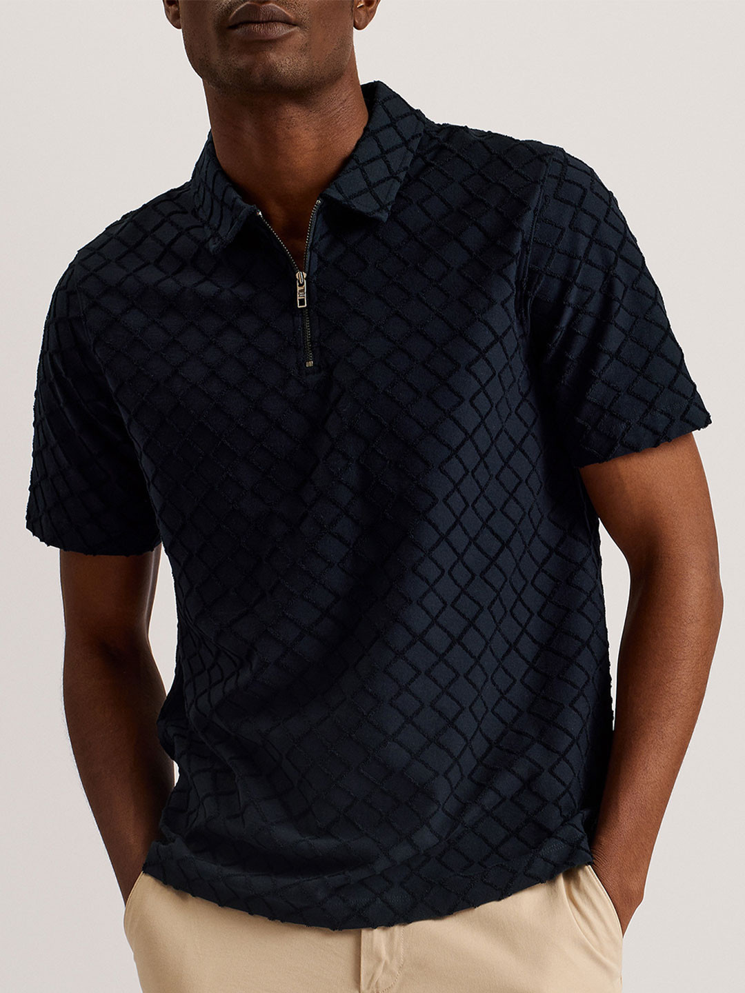 Buy Ted Baker Men Geometric Printed Polo Collar Cotton T Shirt ...