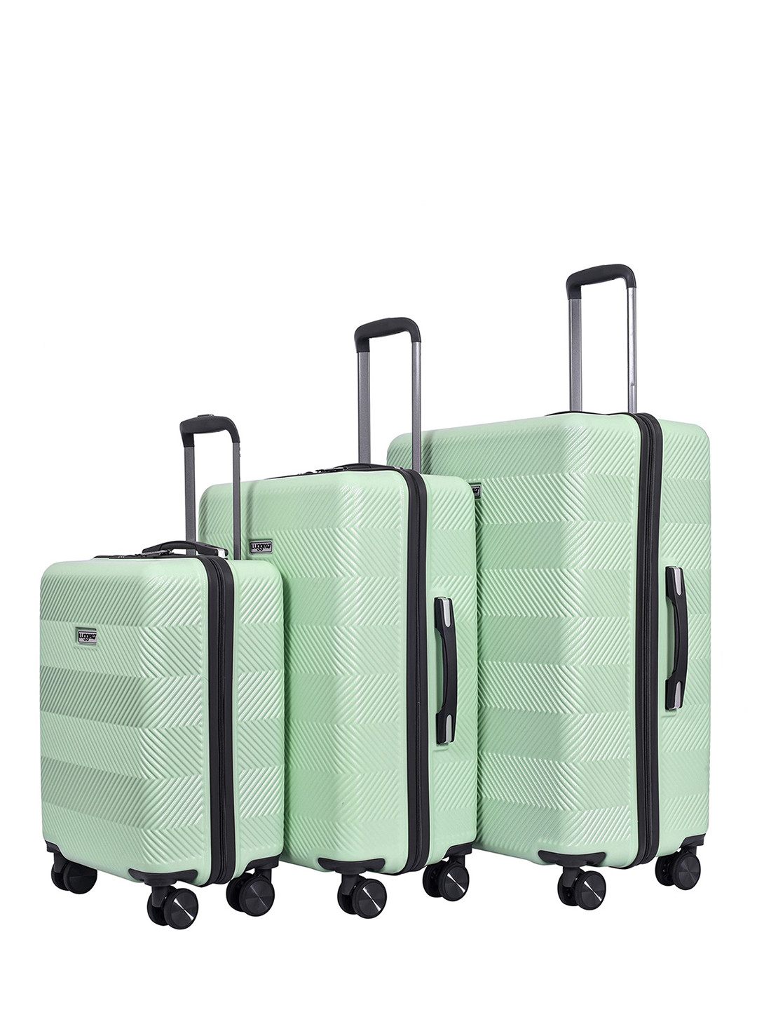 Buy Luggero Unisex Set Of 3 Textured Hard Sided 360 Degree Rotation ...