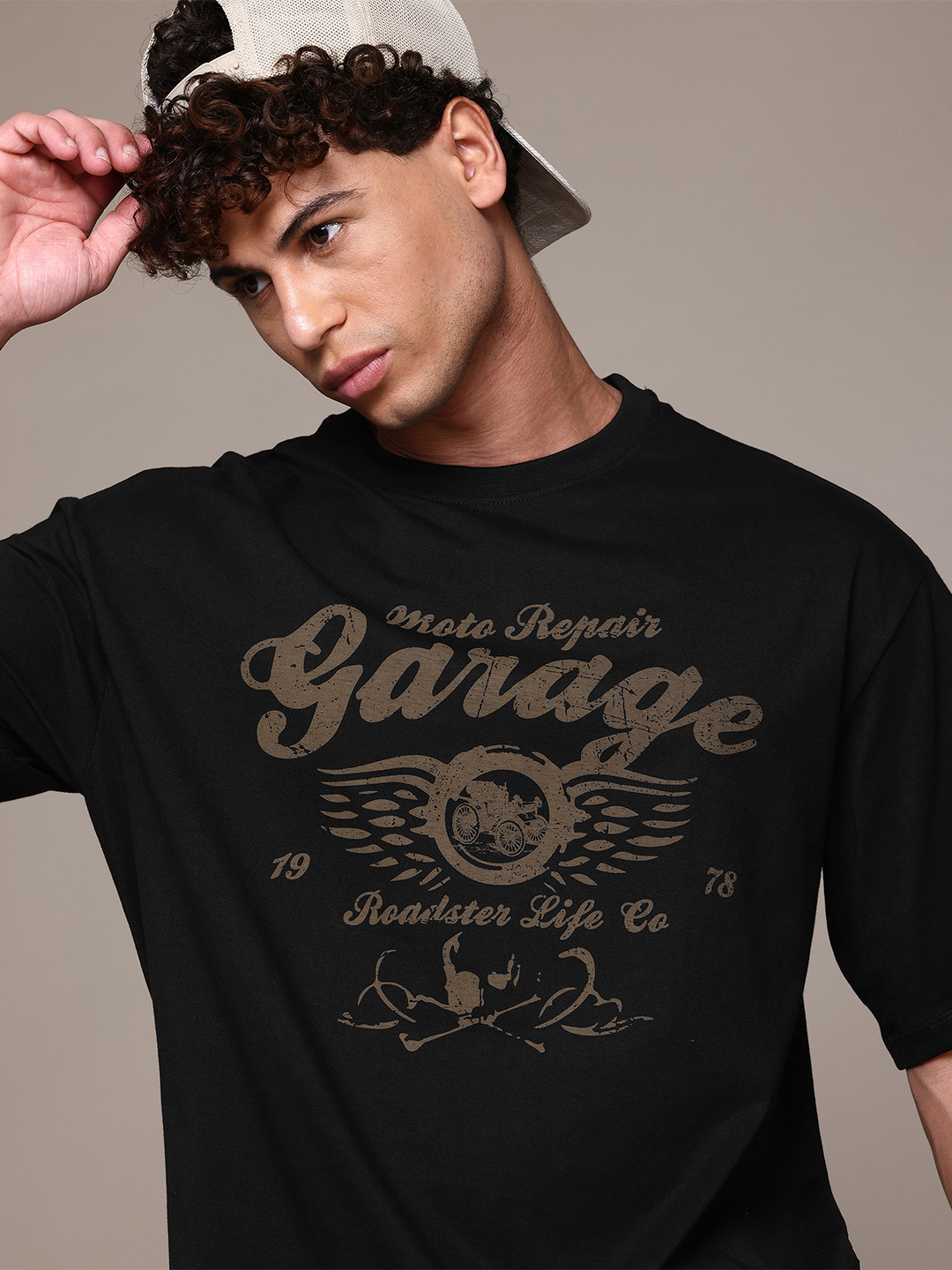 Buy The Roadster Lifestyle Co. Printed Drop Shoulder Sleeves Pure ...