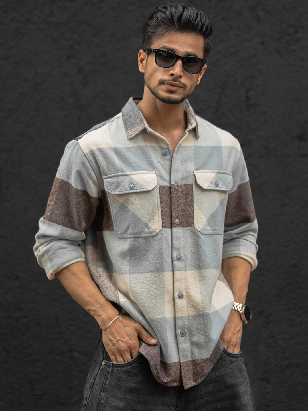 Buy Powerlook Men Spread Collar Checked Cotton Casual Shirt - Shirts ...