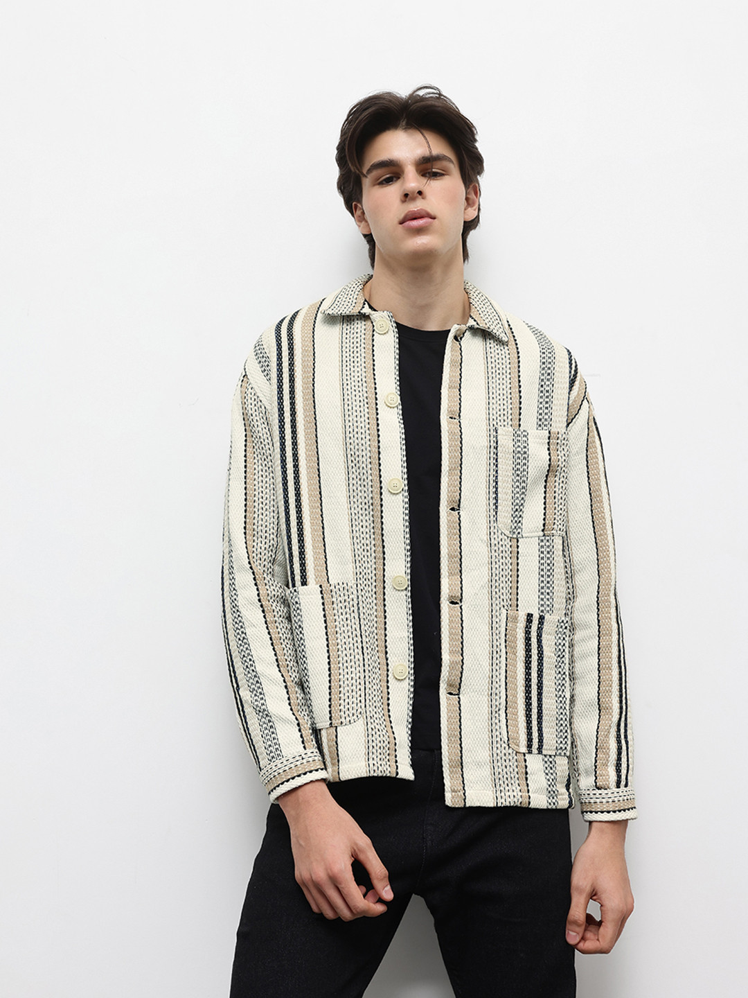 Buy ZARA Textured Striped Shacket - Shackets for Men 31182456 | Myntra
