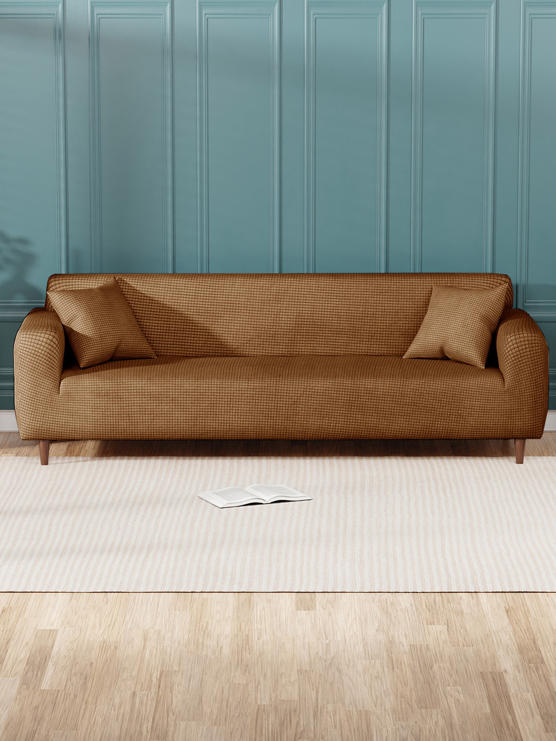 Buy Lukzer Beige Printed Jacquard 4 Seater Sofa Cover With Arms - Sofa Covers for Unisex ...