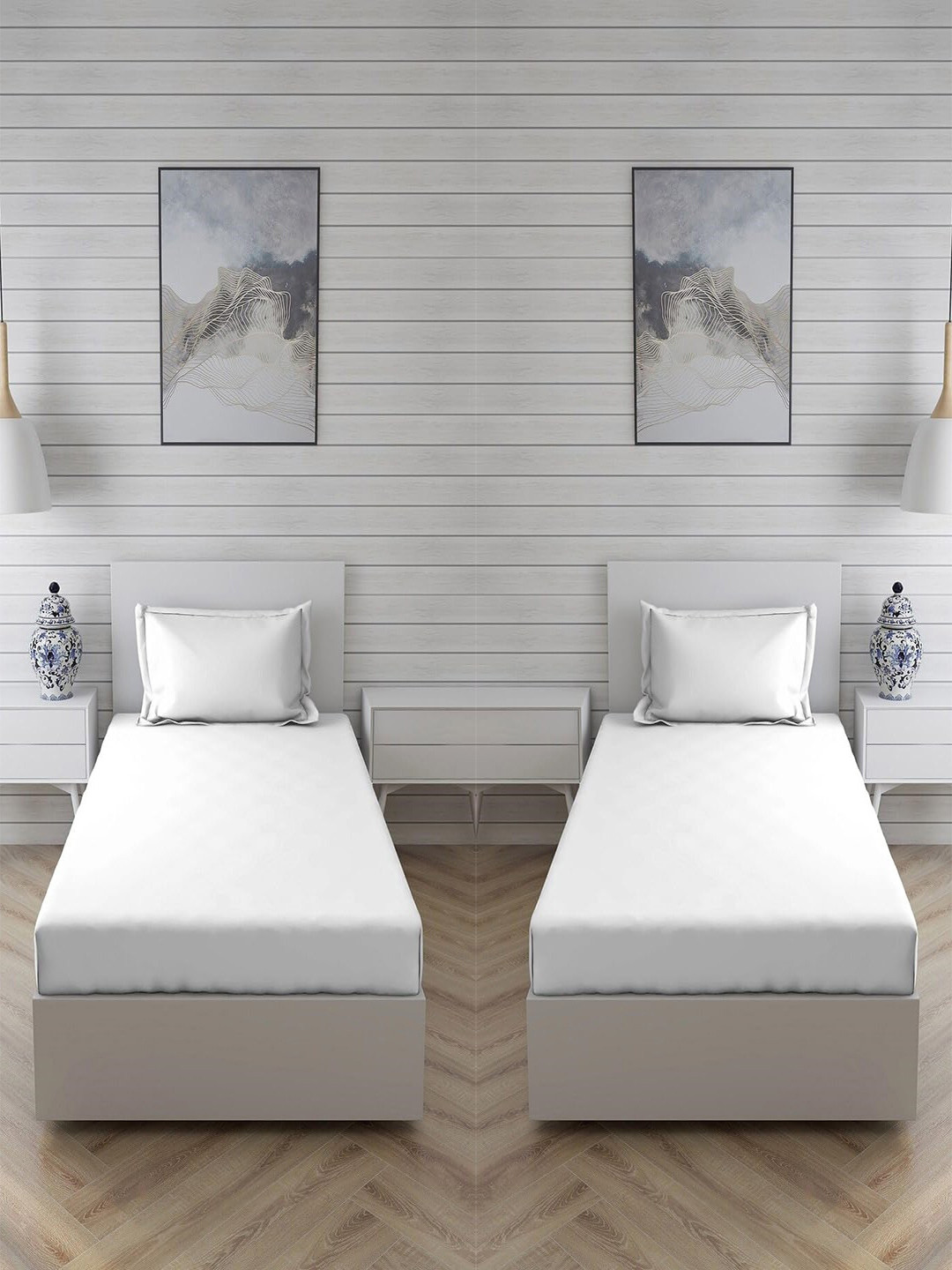 Buy BOMBAY DYEING White Pure Cotton 180 TC 2 Single Bedsheet Set 1.50 M ...