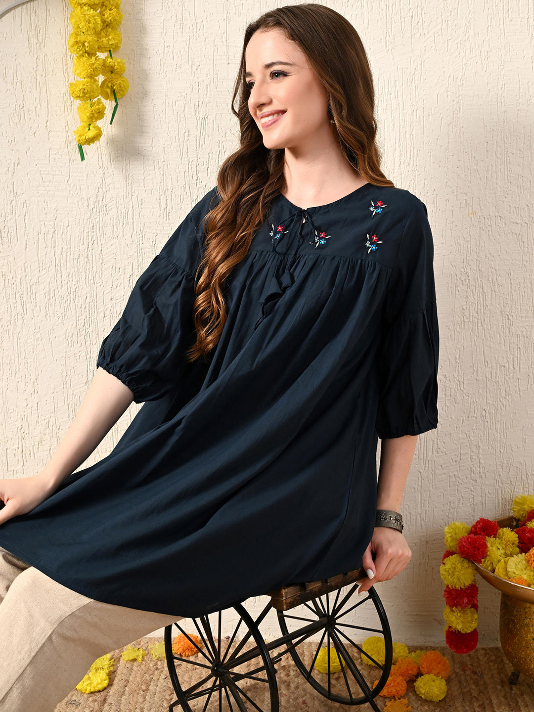 Buy KEOSA Women Embroidered Cotton A Line Top - Tops for Women 31233475 ...