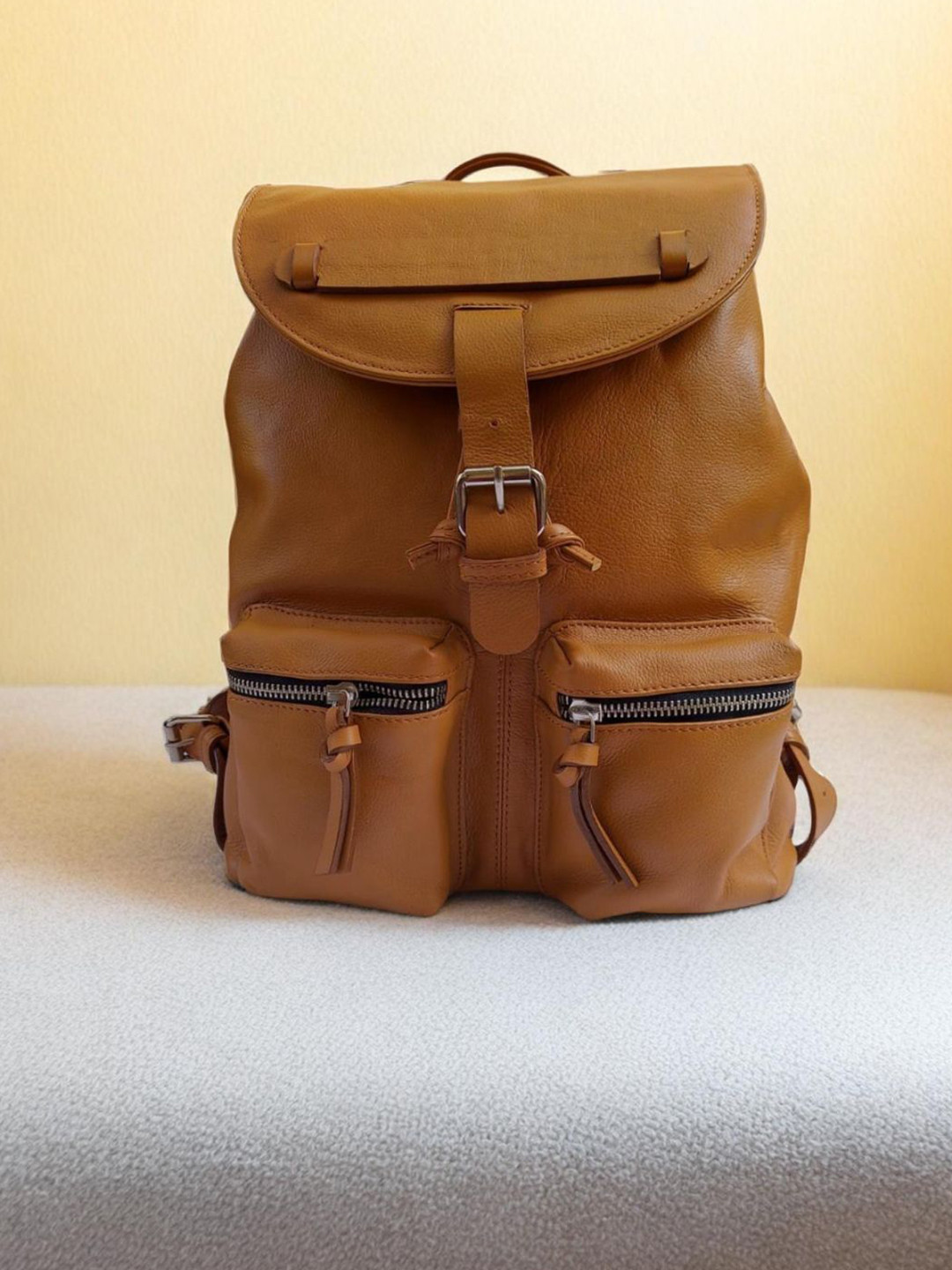 Buy PERKED Unisex Solid Leather Backpack - Backpacks for Unisex ...