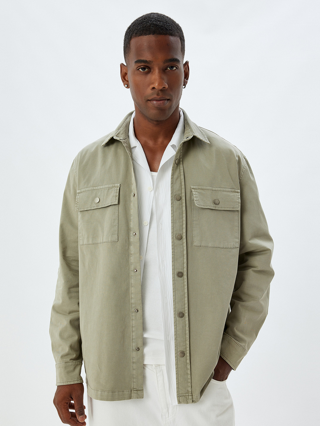 Buy Koton Men Spread Collar Solid Cotton Casual Denim Jacket - Jackets ...