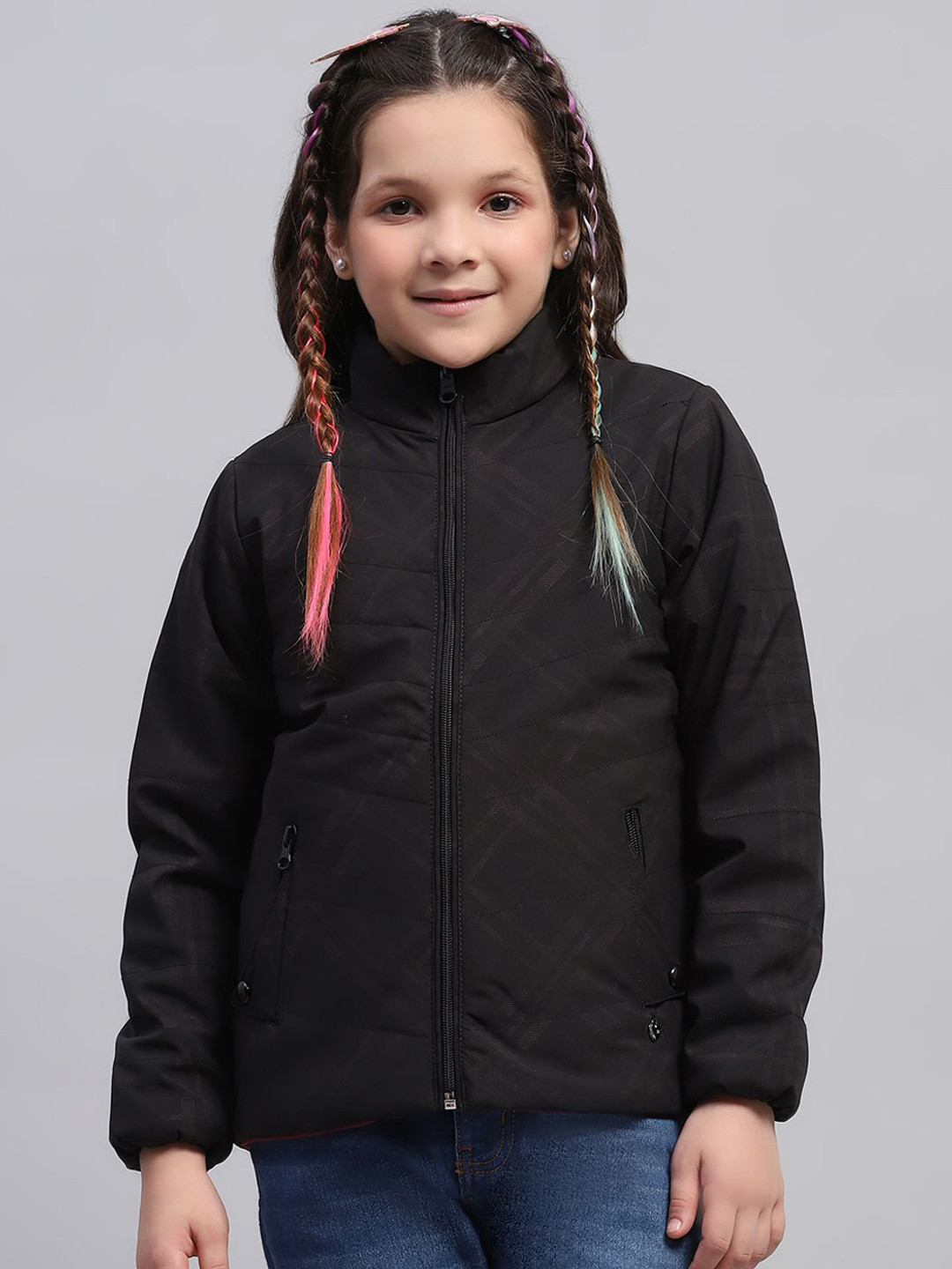 Buy Monte Carlo Girls Mock Collar Solid Casual Padded Jacket - Jackets ...