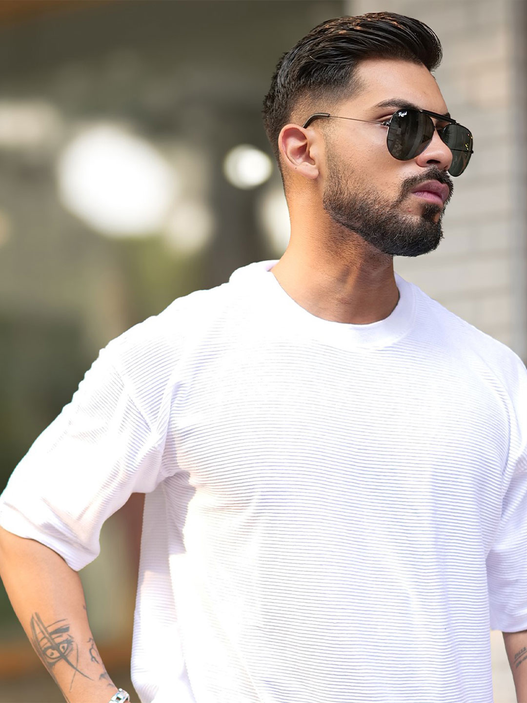 Buy Maniac Men Self Design Round Neck Oversized T Shirt - Tshirts for ...