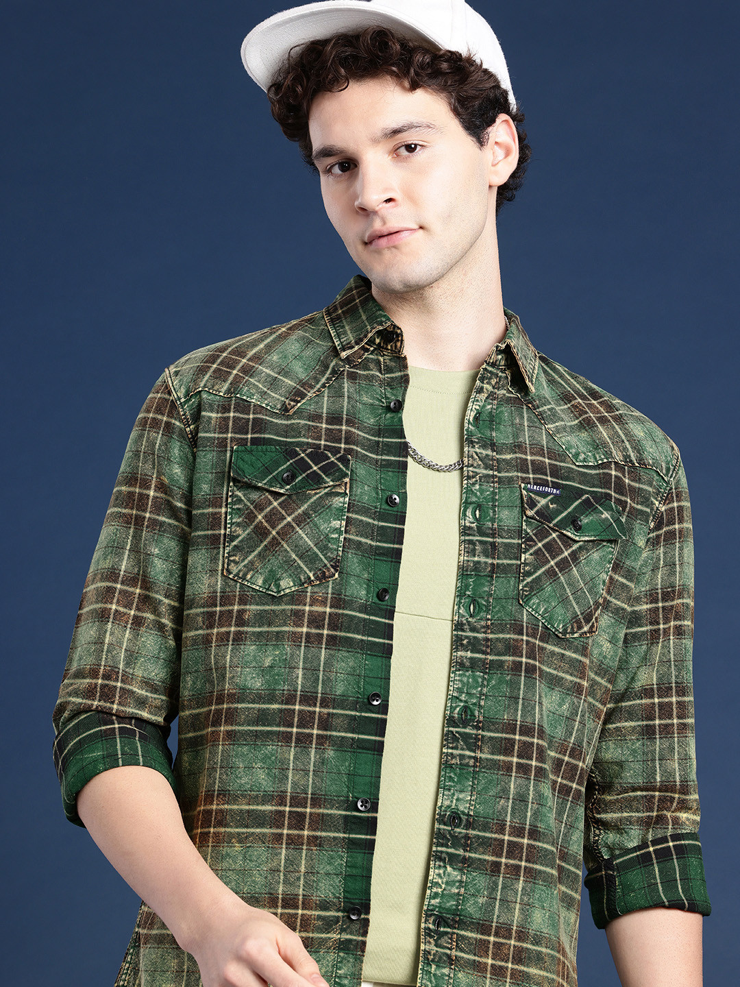Buy Henceforth Checked Casual Shirt With Flap Pocket Detail - Shirts ...