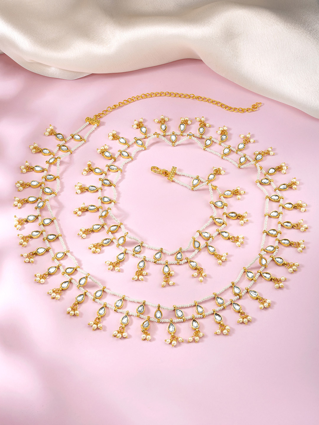 Buy Peora Gold Plated Kundan Studded Waist Chain Saree Accessories ...