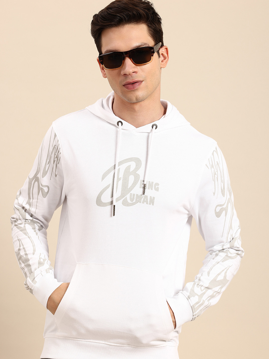 Buy Being Human Brand Logo Printed Hooded Pure Cotton Sweatshirt ...
