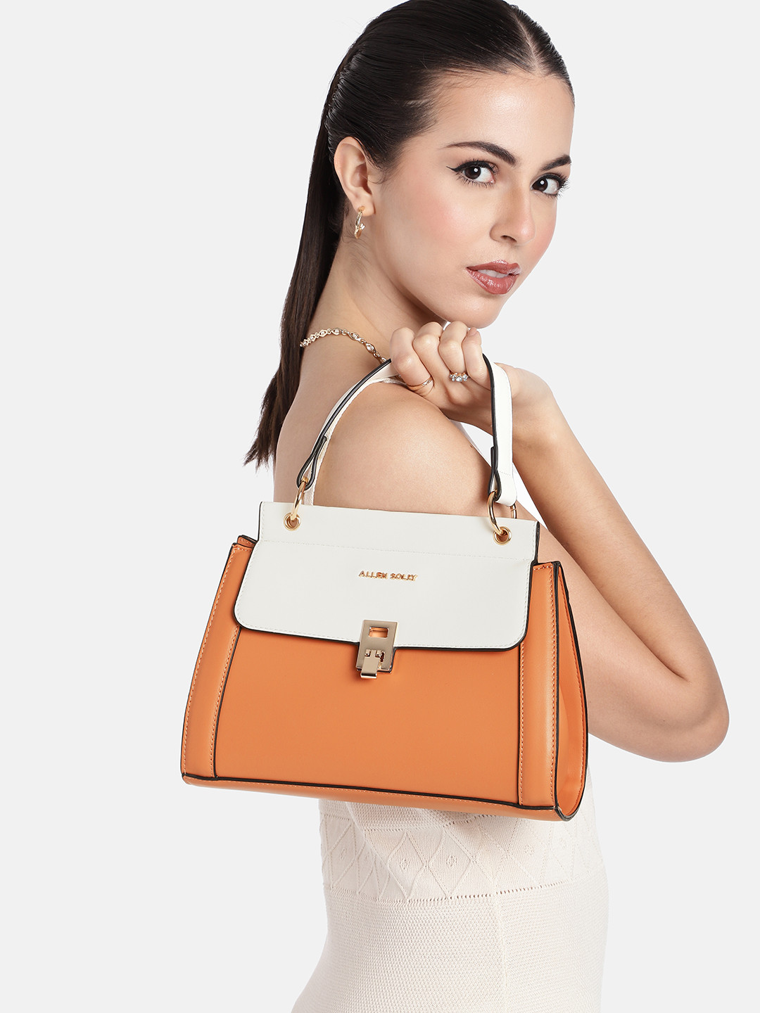 Buy Allen Solly Colourblocked Structured Satchel - Handbags for Women ...