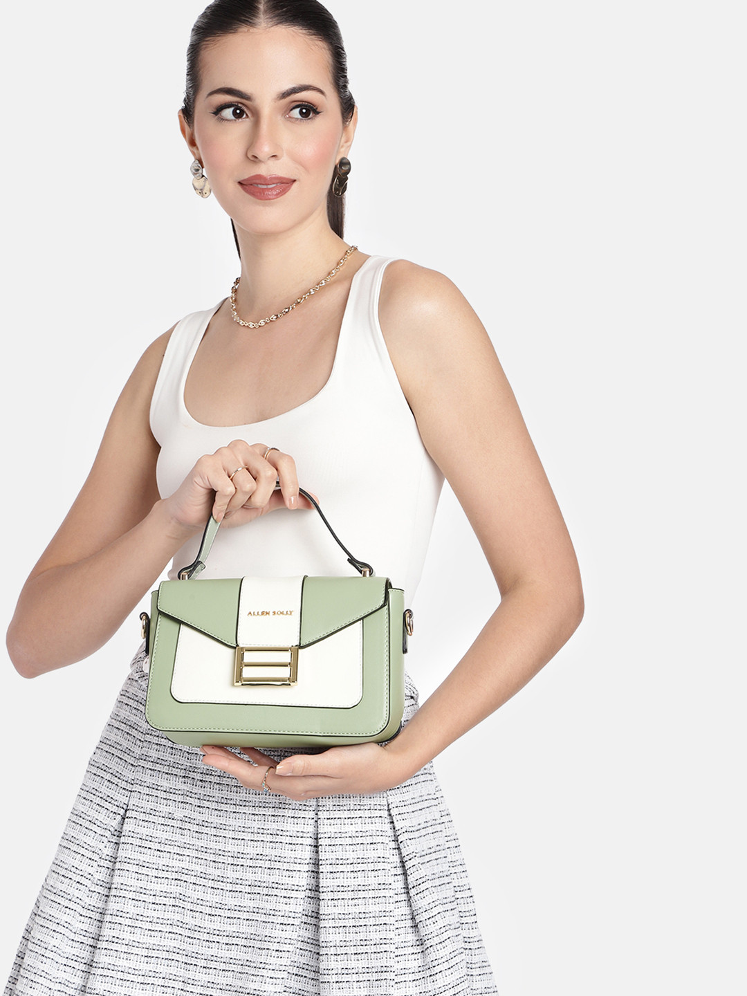 Buy Allen Solly Colourblocked Structured Satchel - Handbags for Women ...
