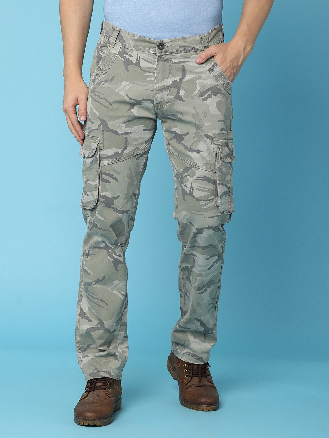 Buy V Mart Men Camouflage Cotton Printed Mid Rise Cargos - Trousers for ...