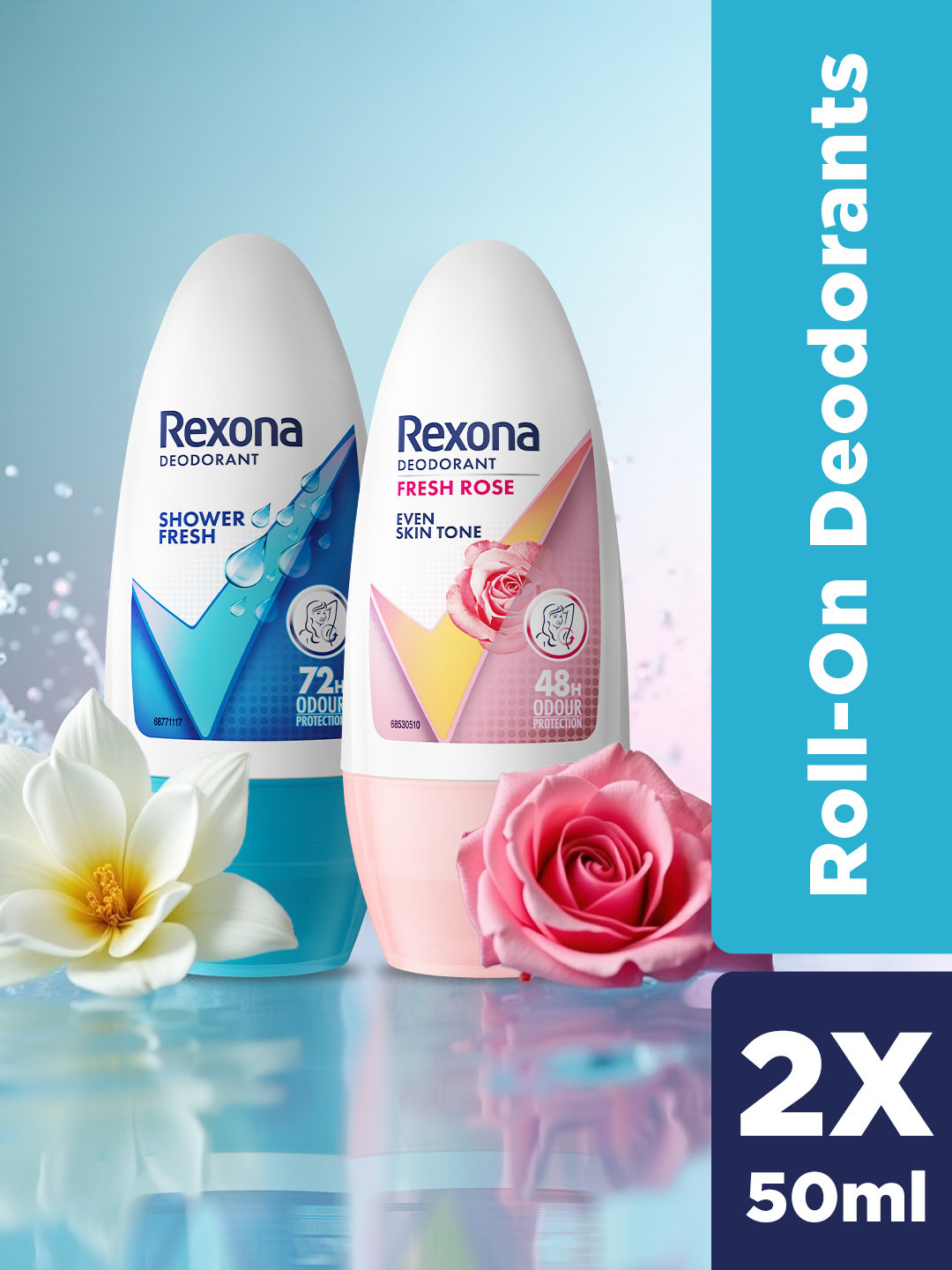 Buy REXONA Women Set Of 2 Underarm Roll On Deodorant 50ml Each Shower ...