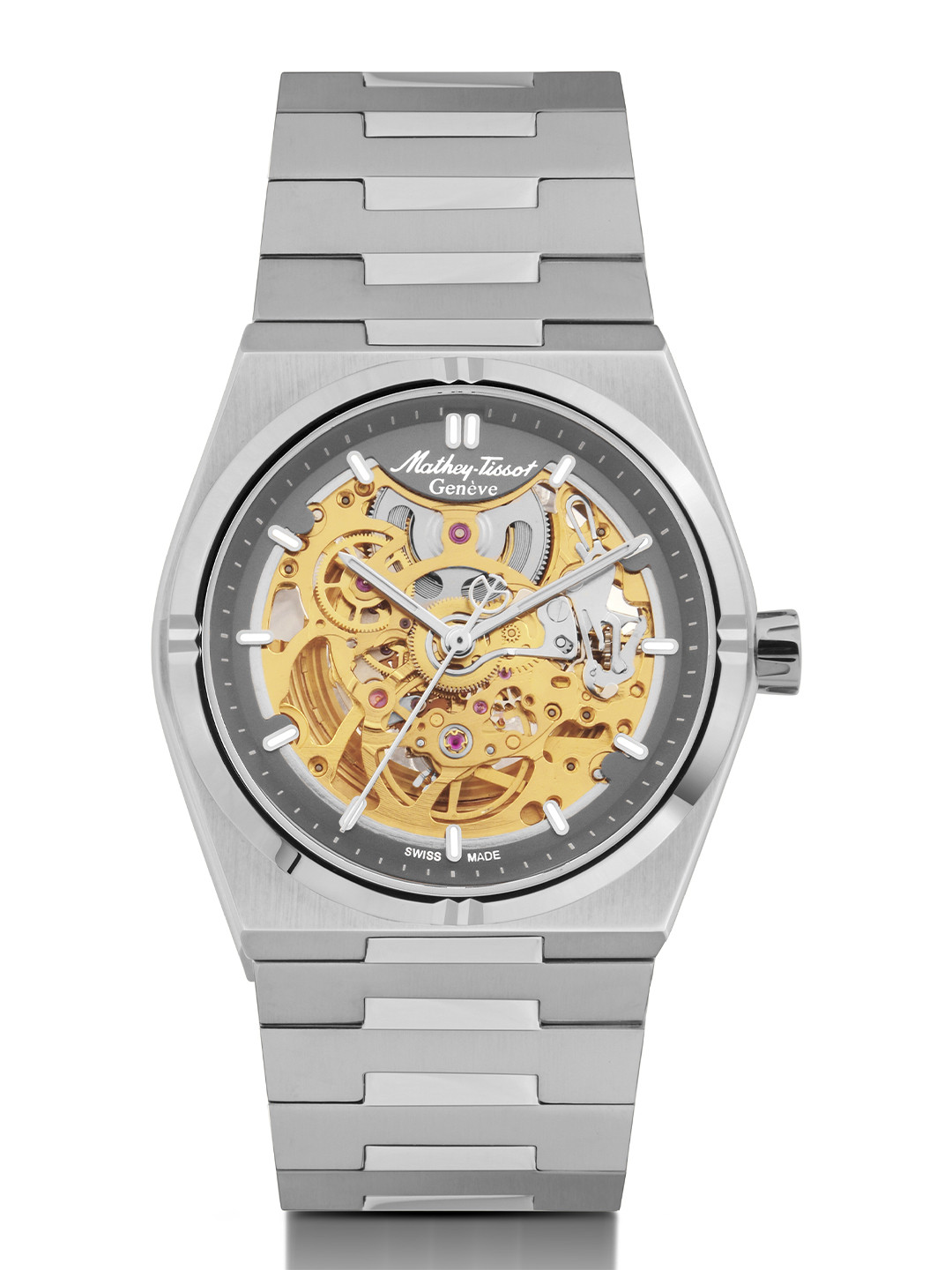 Buy Mathey Tissot Swiss Made Zeus Stainless Steel Grey Dial Automatic ...