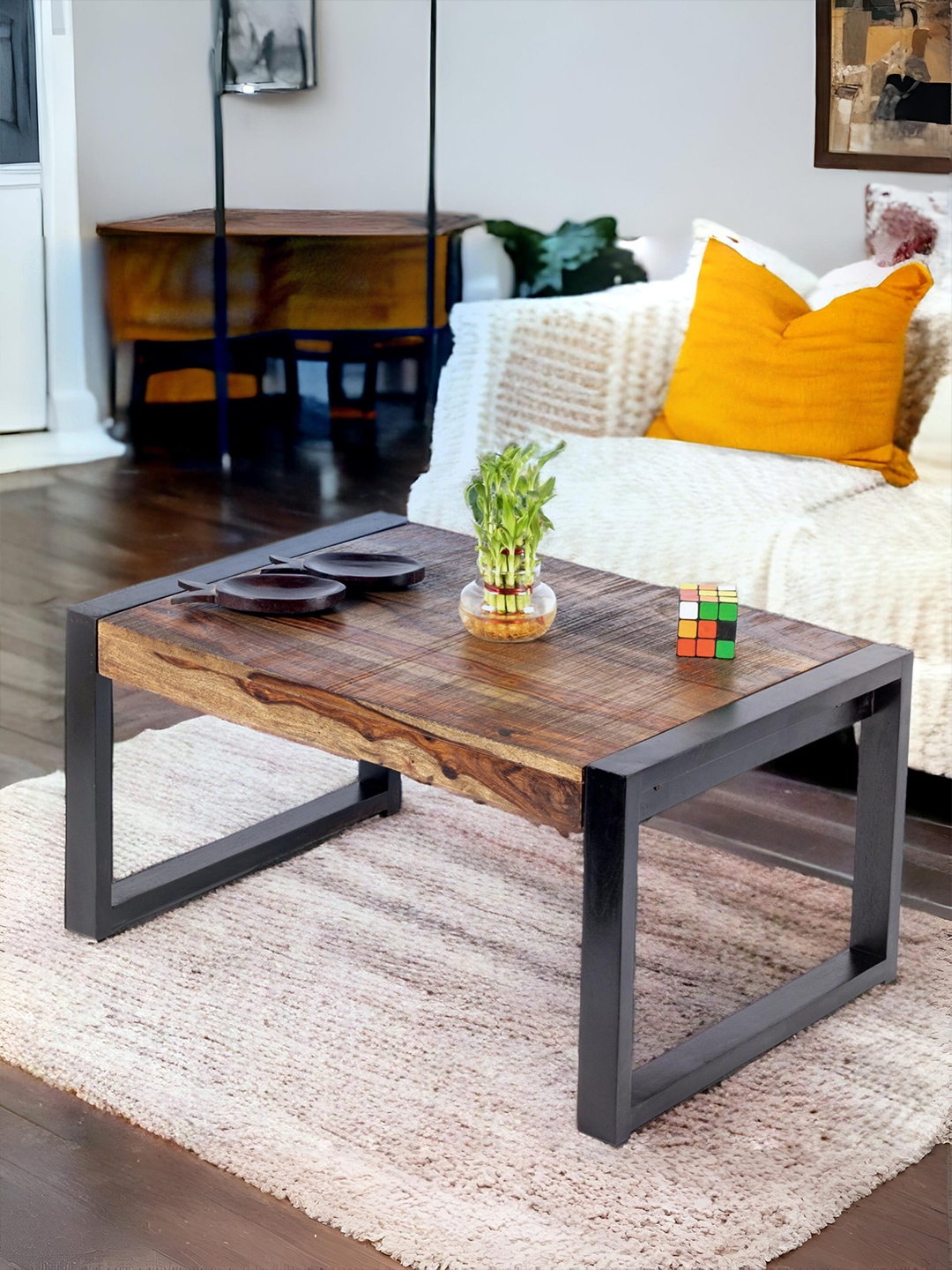 Buy Ikiriya Coffee Brown Sheesham Wood Natural Rustic Finish Rectangle ...