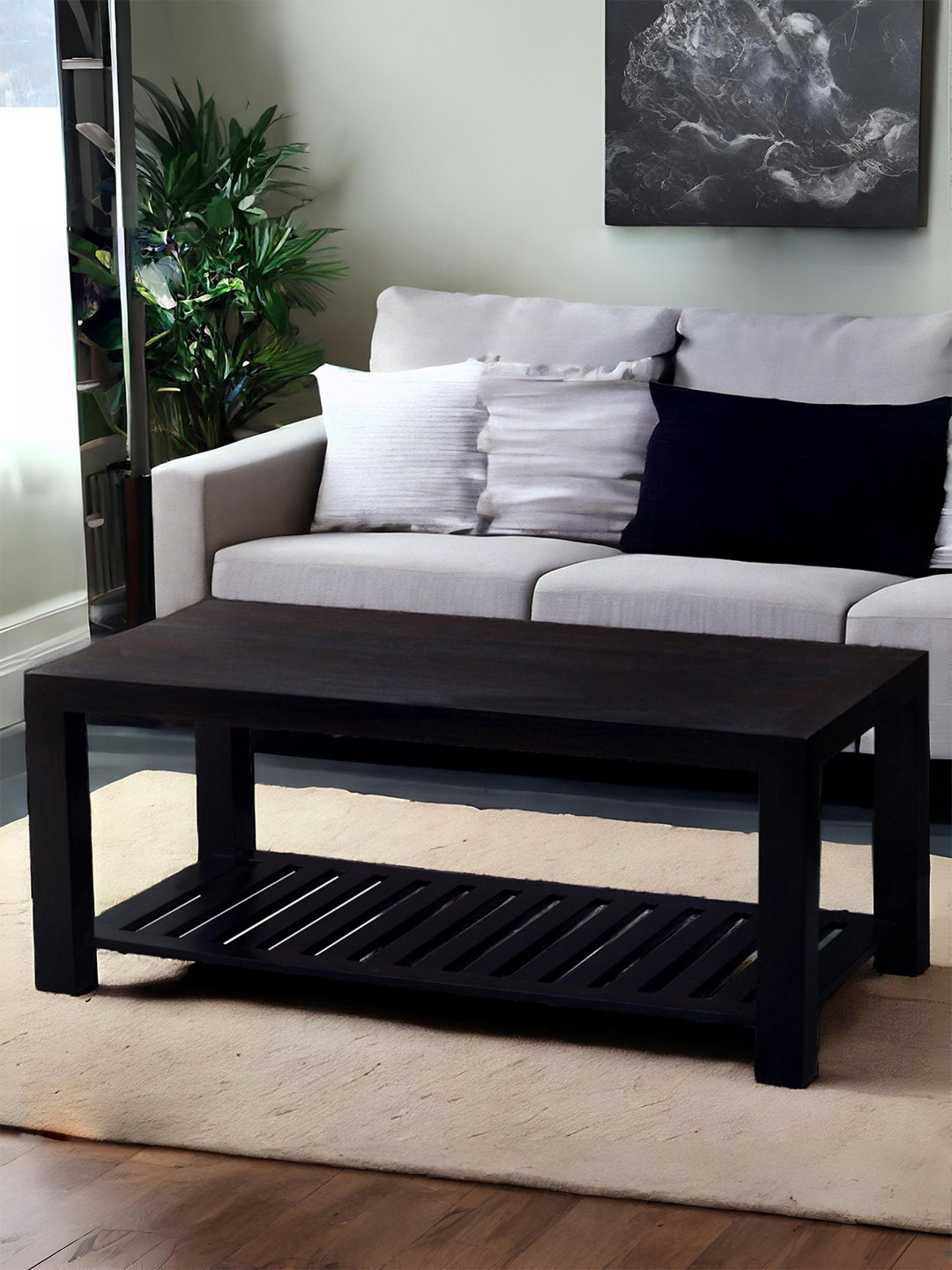 Buy Ikiriya Black Rectangle Wood Contemporary Coffee Table - Coffee ...