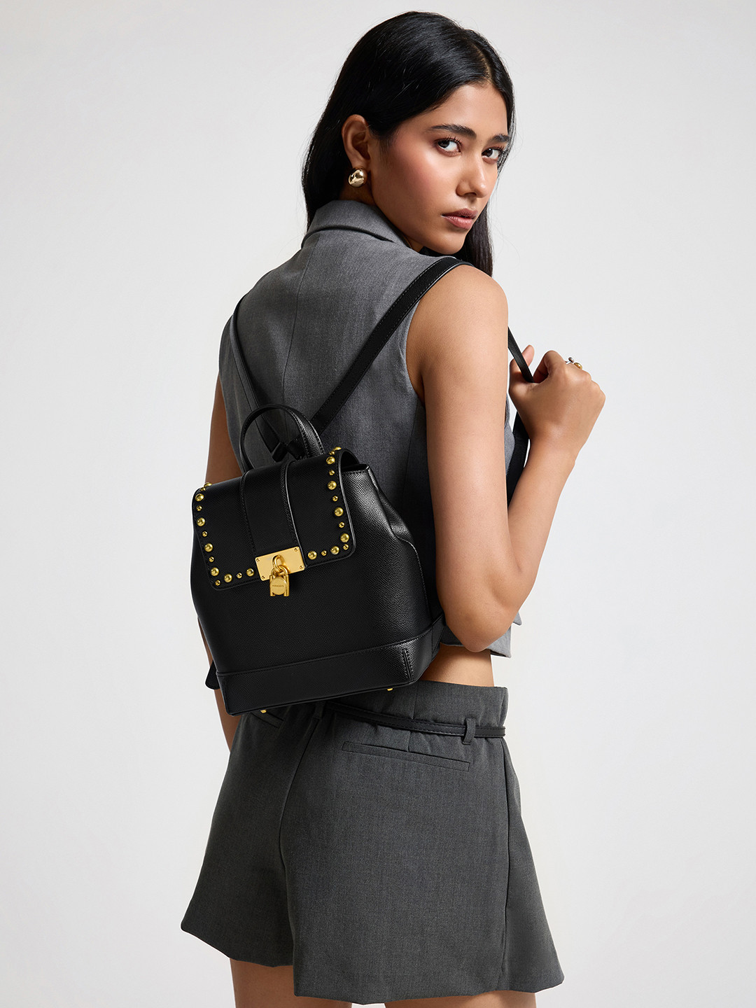 Buy MIRAGGIO Rome Solid Black Travel Backpack - Handbags for Women ...