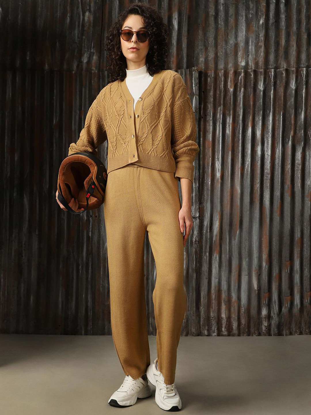 Buy High Star Cable Knit Acrylic Sweater Cardigan & Trouser Co Ords ...