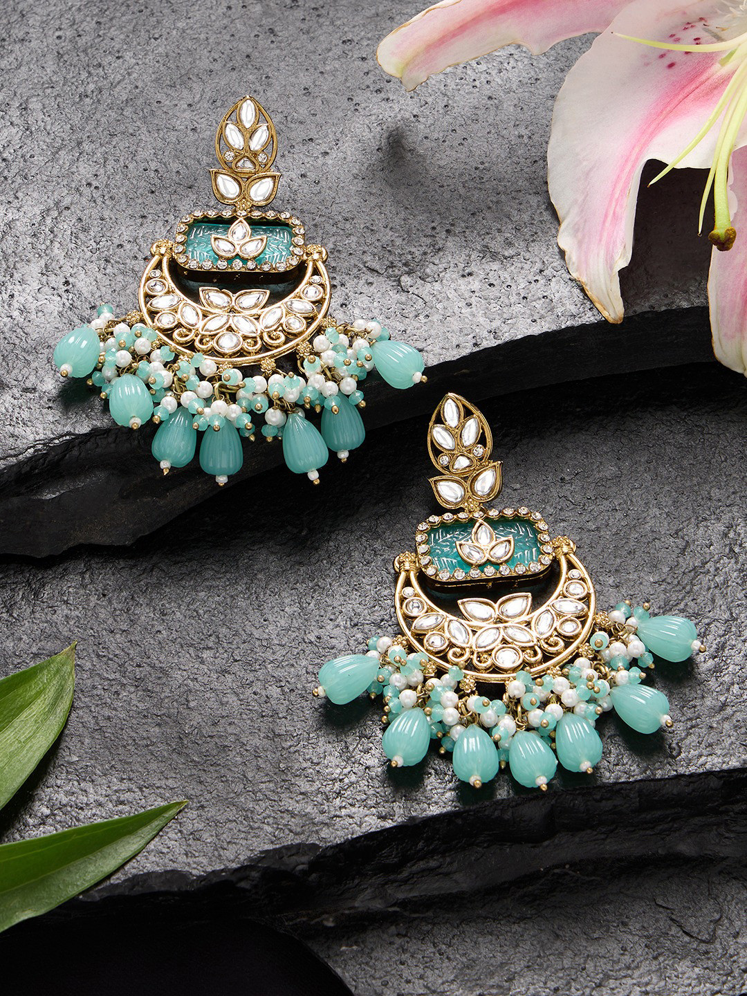 Buy Zaveri Pearls Gold Plated Kundan Stone Studded & Beaded ...