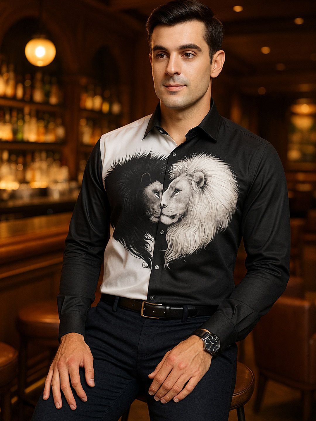 Buy Hancock Men Graphic Giza Cotton Satin Wrinkle Ressistant Cotton ...