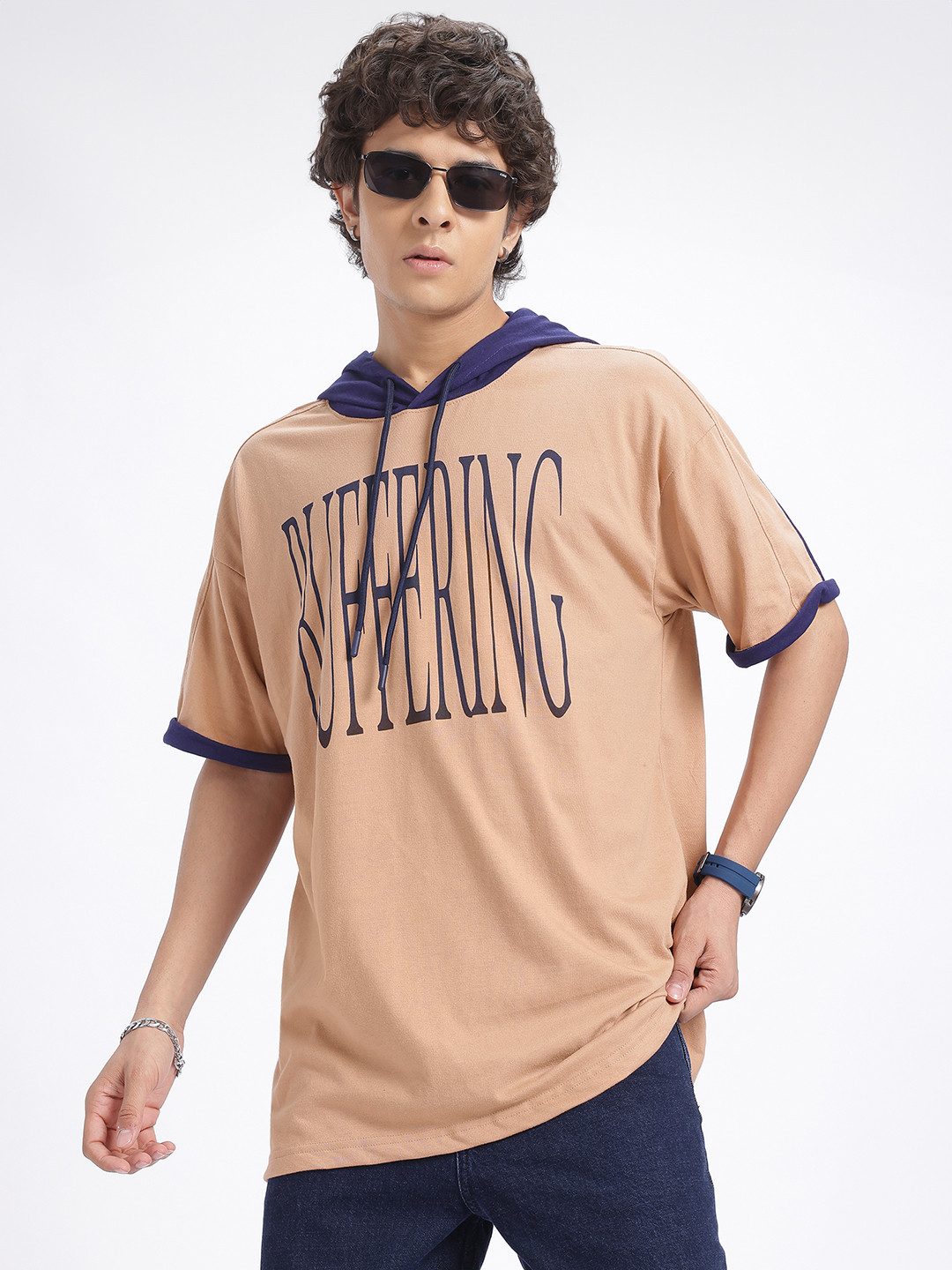 Buy Glitchez Phrase Mode Printed Hooded T Shirt - Tshirts for Men ...