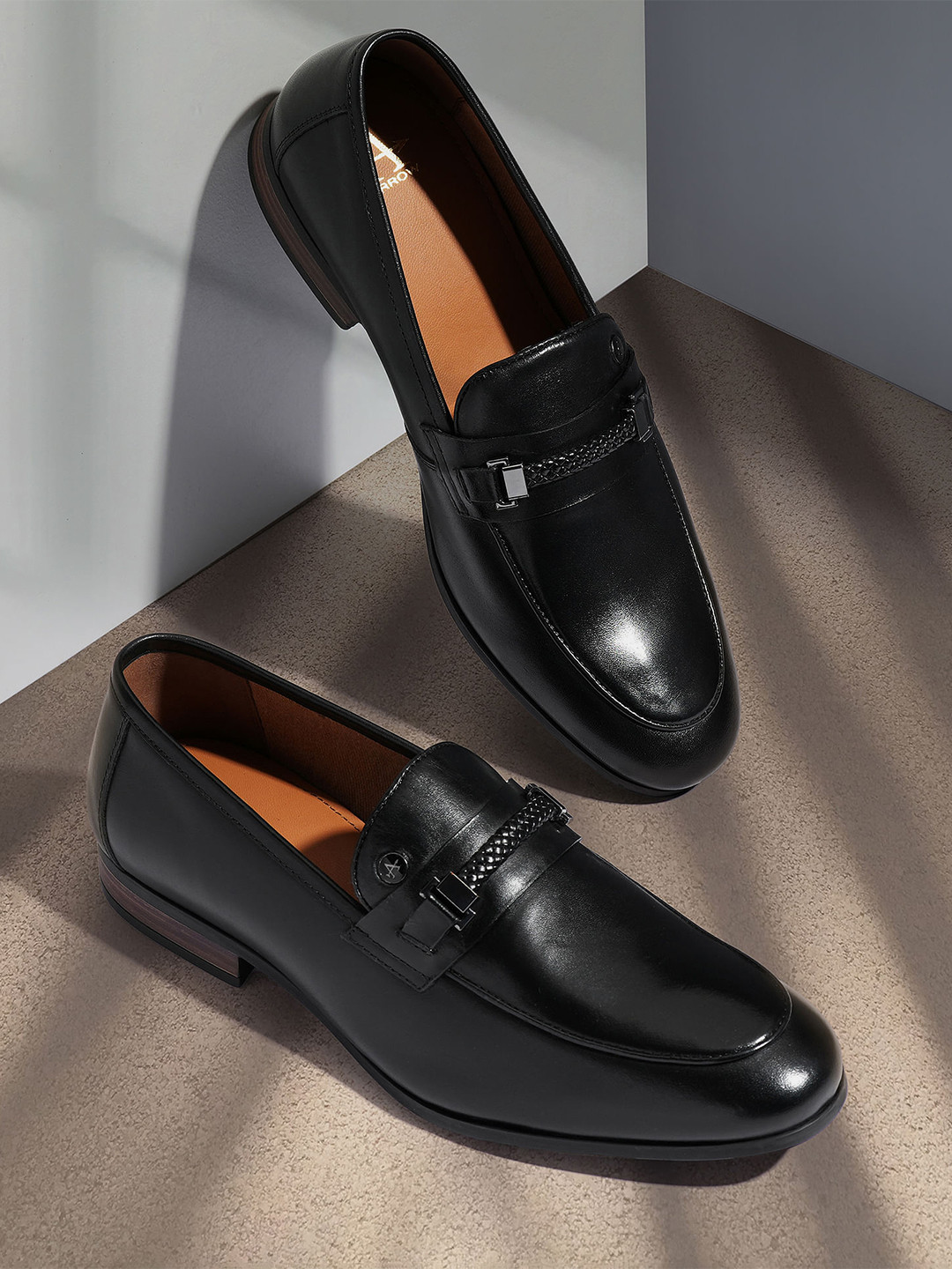 Buy Arrow Men Leather Round Toe Formal Loafers - Formal Shoes for Men ...