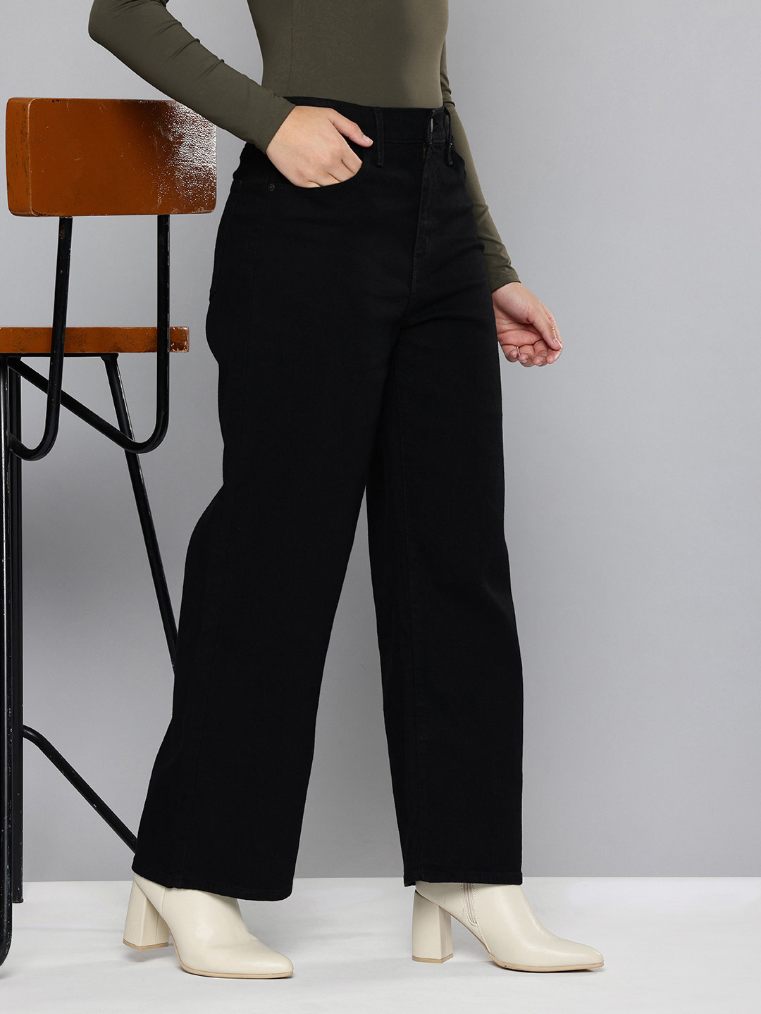 Buy Levis Women Classic Wide Leg High Rise Stretchable Jeans - Jeans ...