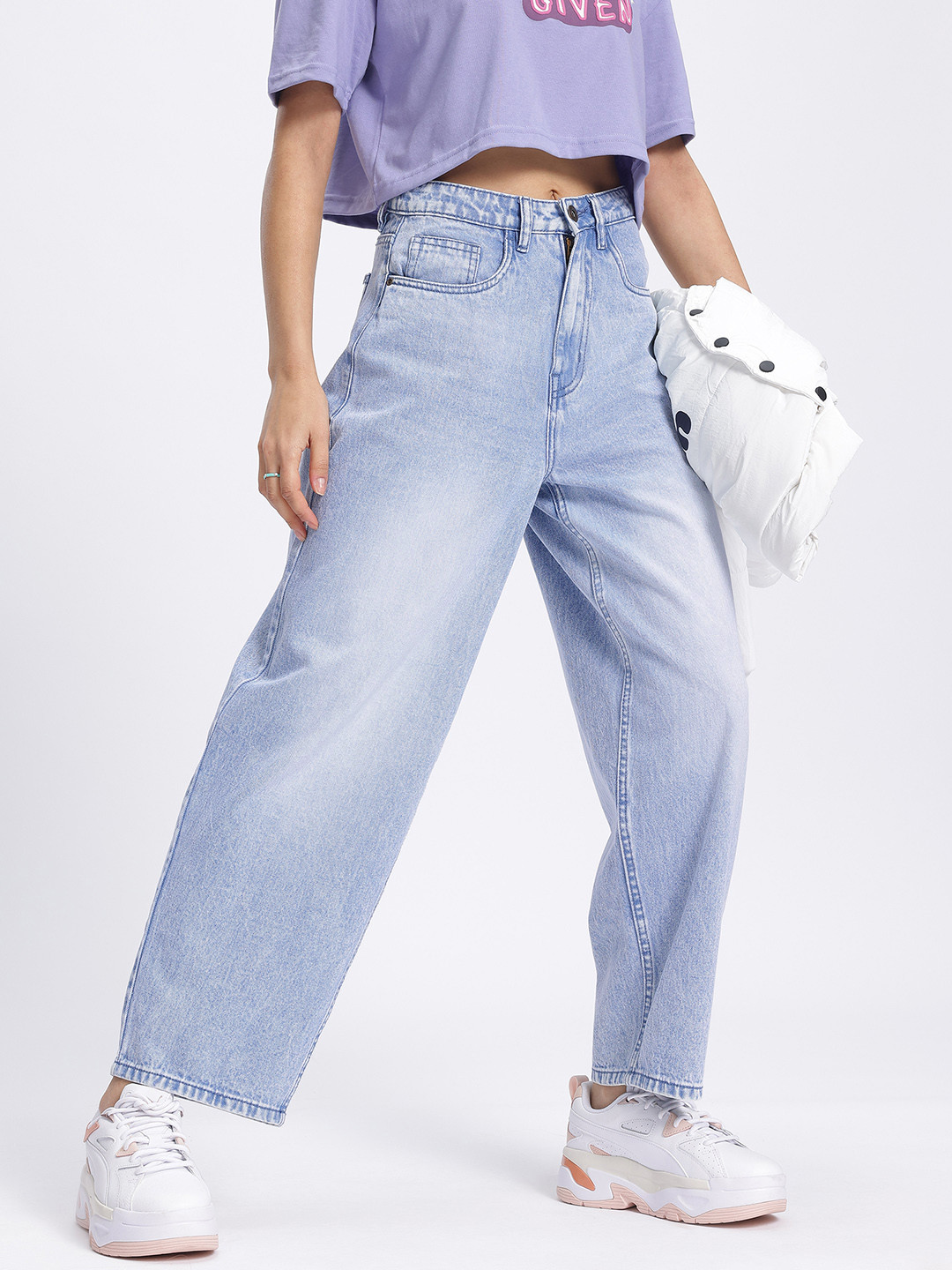 Buy Glitchez Women Airy Denim Mid Rise Heavy Fade Pure Cotton Skater Fit Jeans - Jeans for Women ...