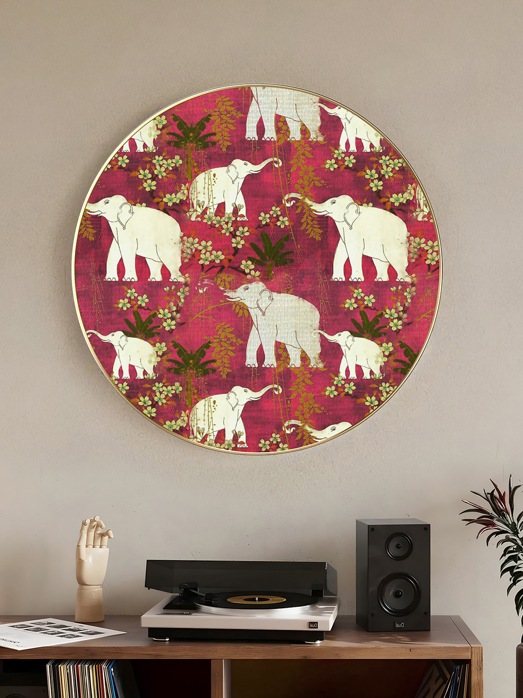 Buy Art Street Maroon & White Paper Gajmukh Pushp Pichwai Birds And ...