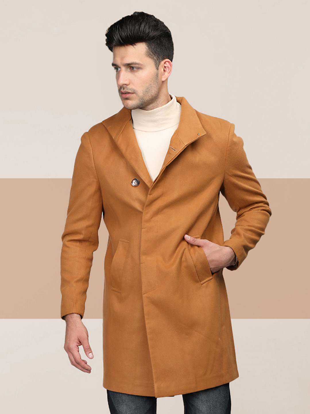 Buy The Roadster Lifestyle Co Men Single Breasted Winter Tweed Coat ...