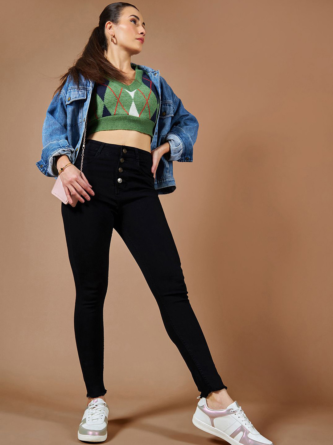 Buy Roadster Women Skinny High Rise Cropped Fringed Hemline Stretchable ...