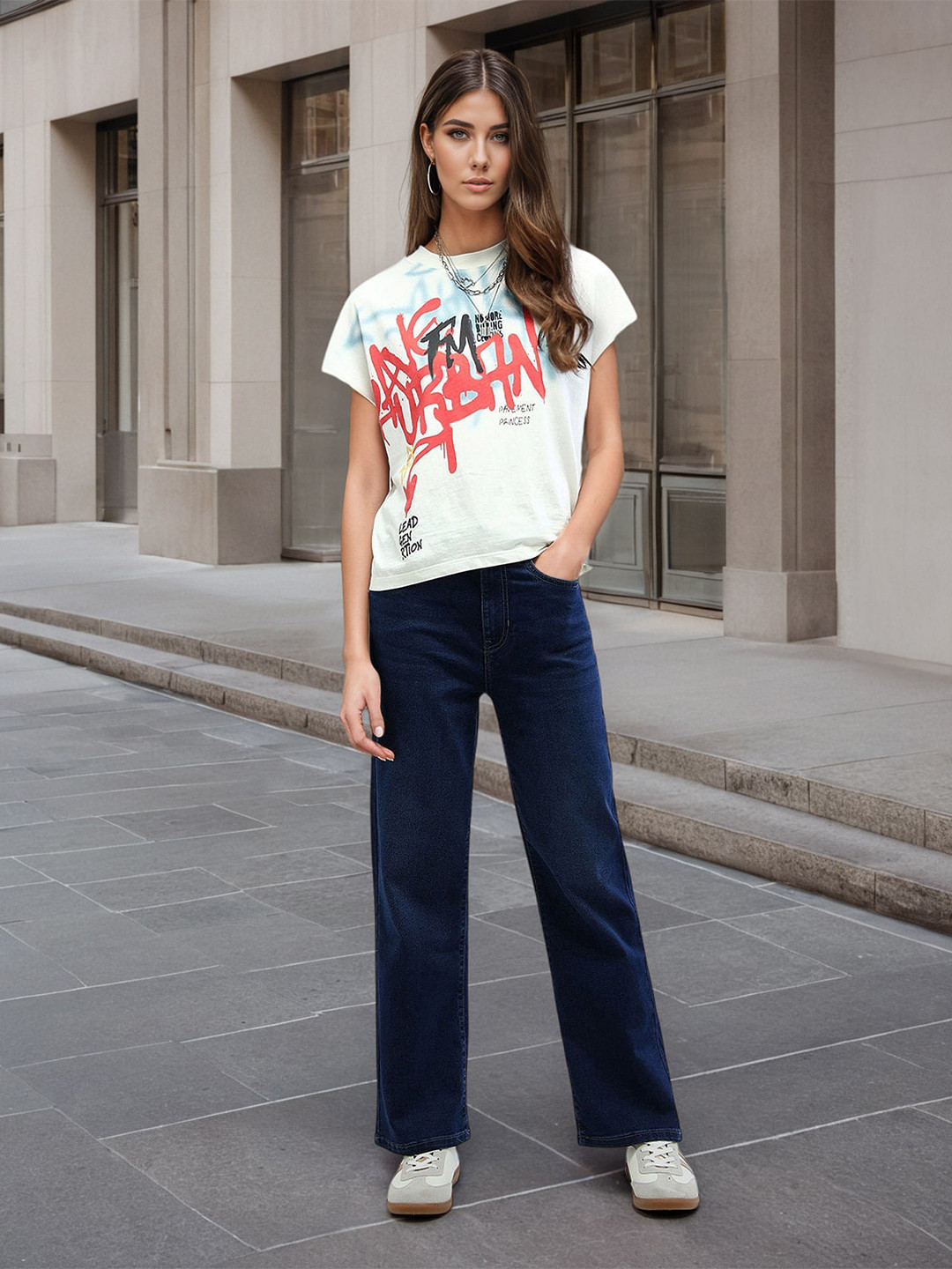 Buy Flying Machine Women Straight Fit High Rise Light Fade Stretchable ...