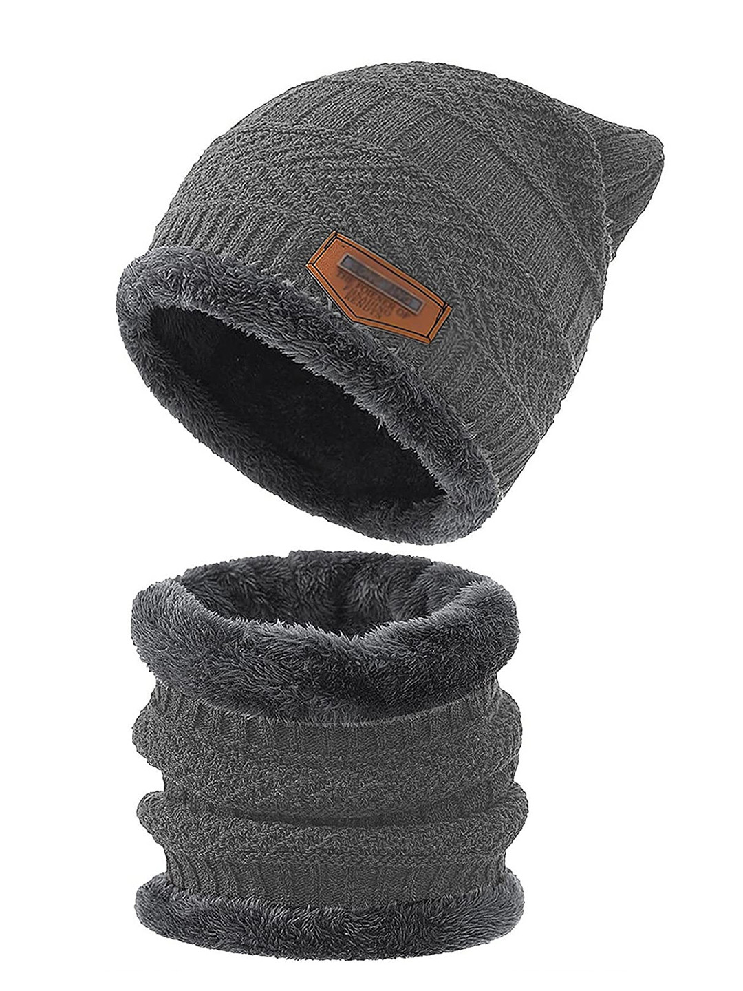Buy Wearslim Unisex Self Design Woollen Winter Beanie And Neck Warmer ...