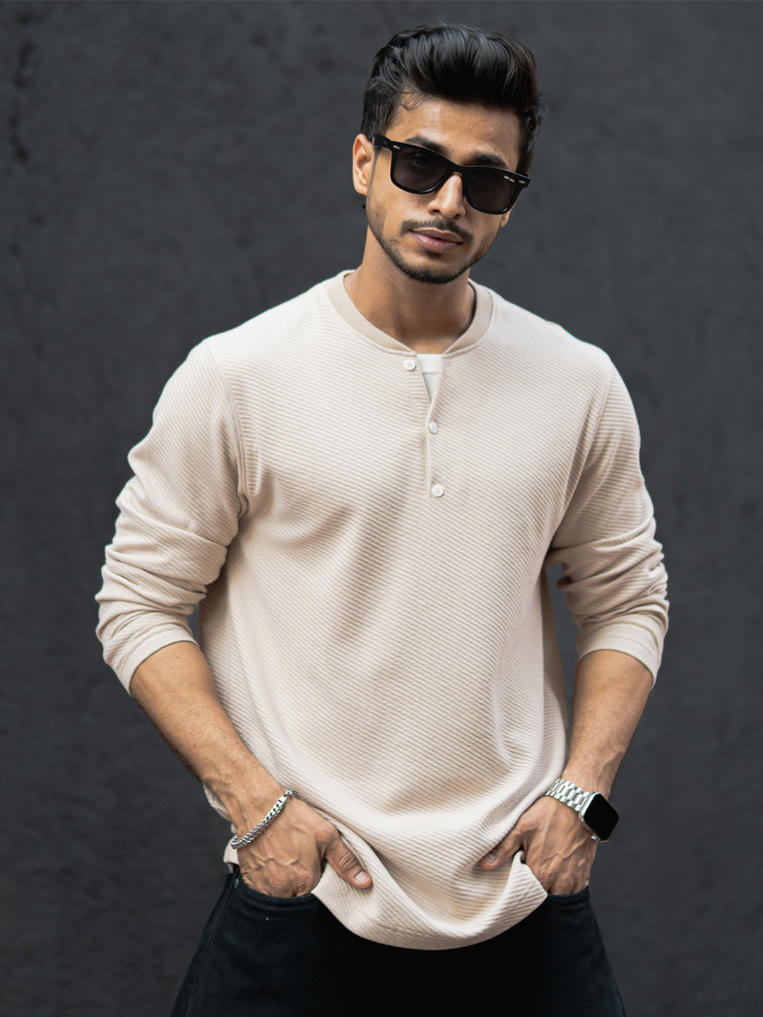 Buy Powerlook Men Self Design Henley Neck Cotton T Shirt - Tshirts for ...
