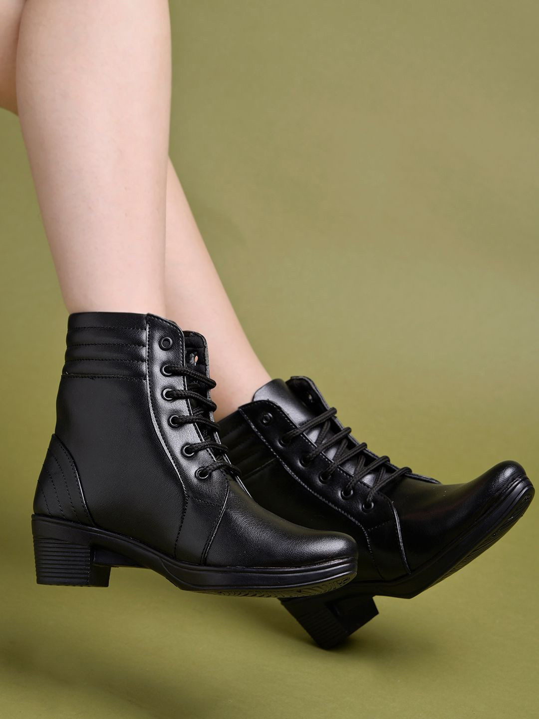 Buy Shoetopia Women Block Heeled Lace Ups Boots - Boots for Women ...