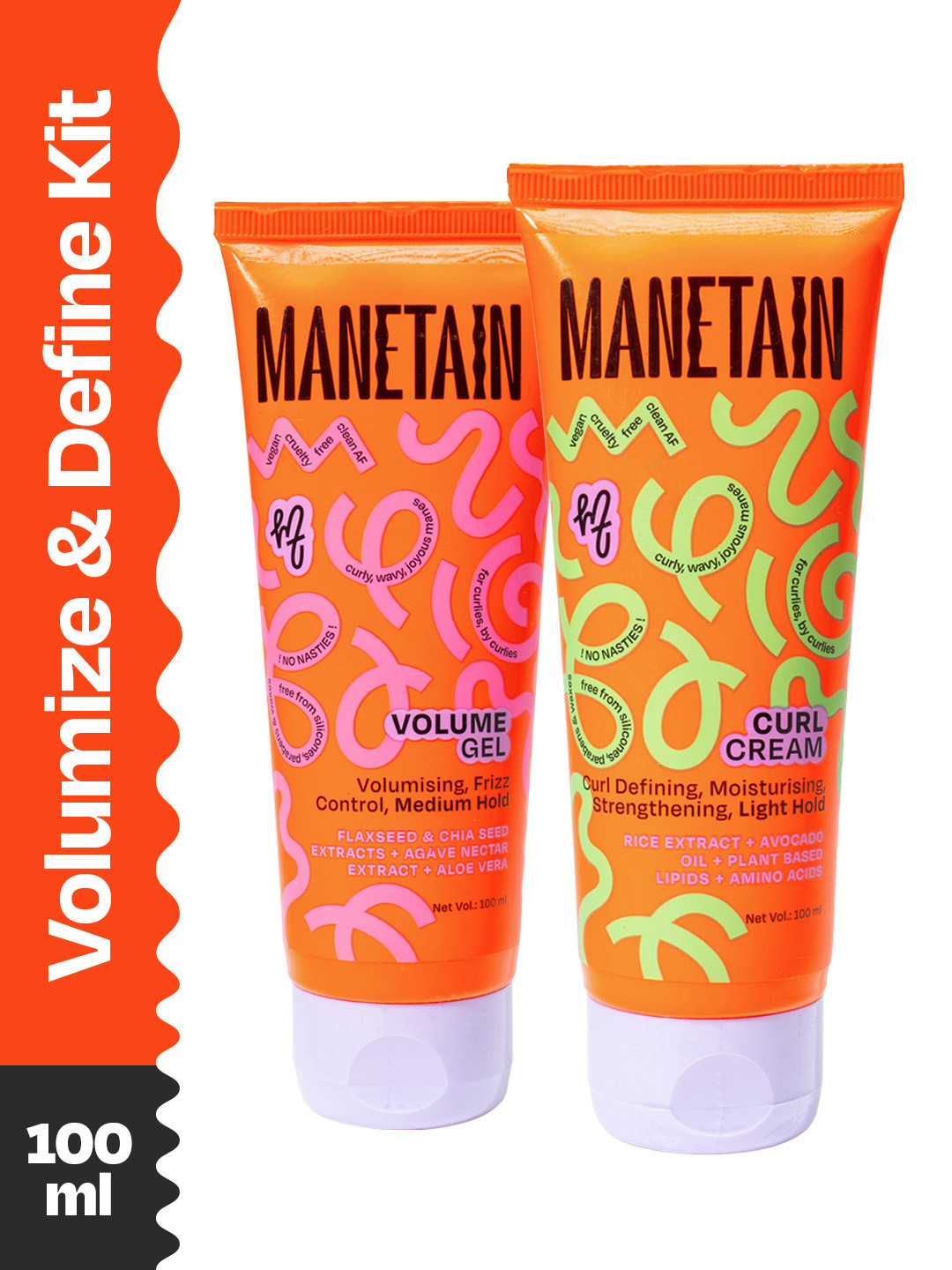 Buy MANETAIN Set Of 2 Volume Gel & Curl Cream 100 Ml Each - Hair Care ...
