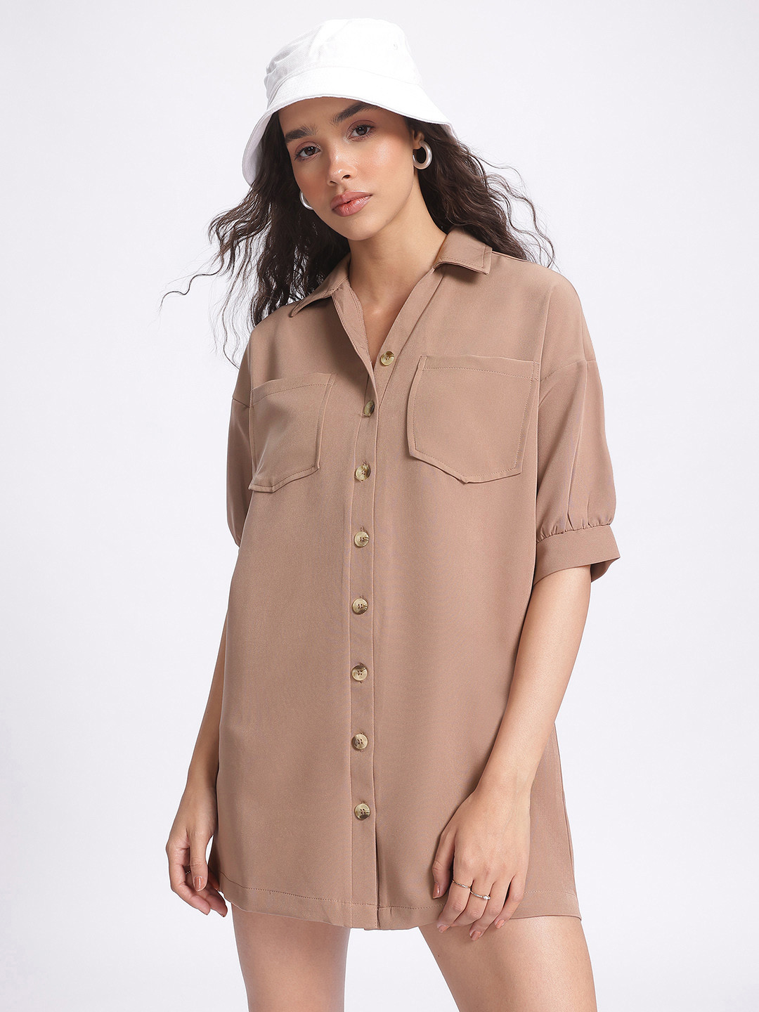 Buy Glitchez Utility Chic Mini Shirt Style Dress - Dresses for Women ...