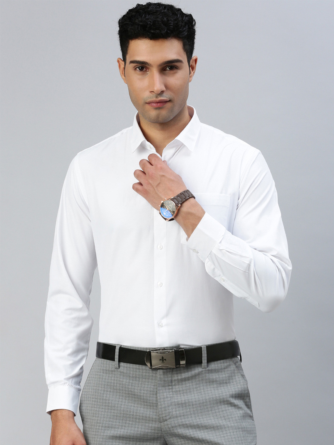 Buy Ramraj Men Classic Spread Collar Solid Cotton Formal Shirt - Shirts ...