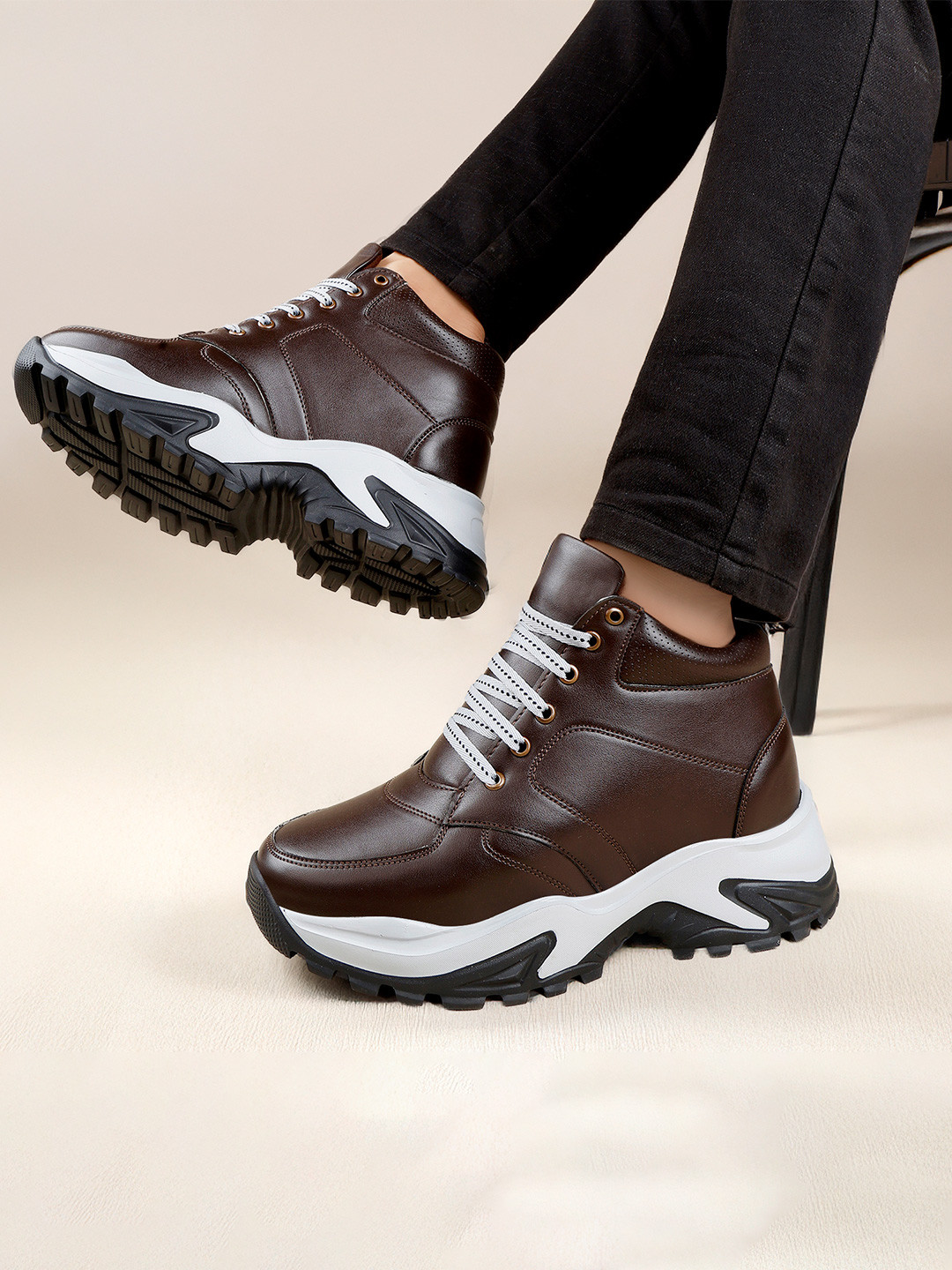 Buy Bxxy Men High Top Round Toe Elevator Sneakers - Casual Shoes for ...