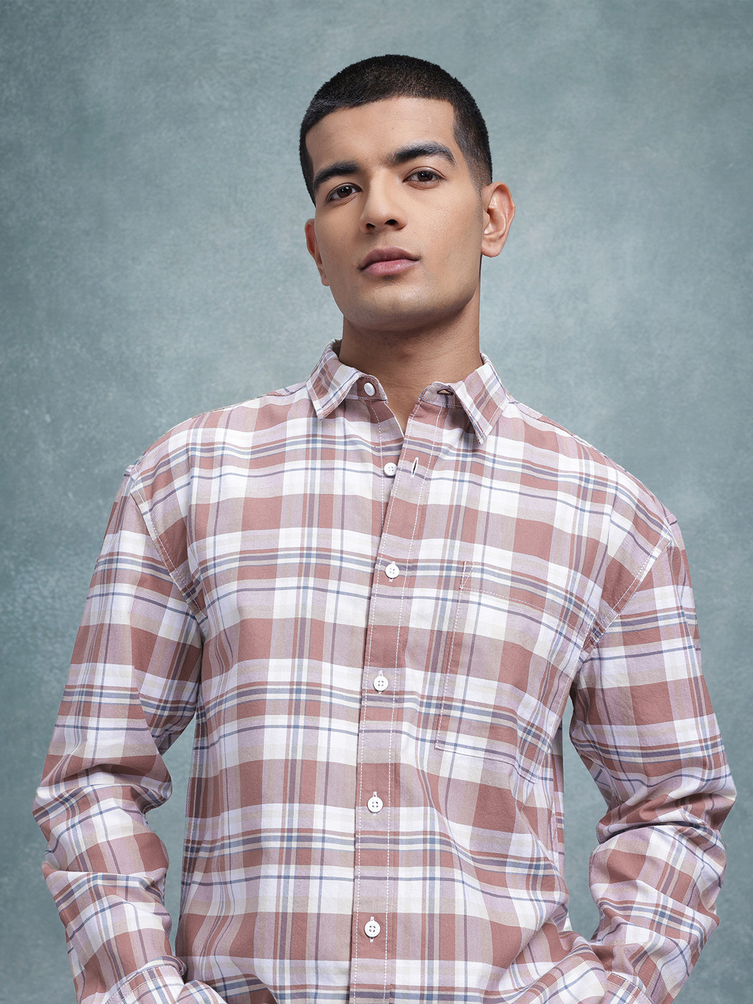 Buy The Roadster Life Co. Relaxed Fit Checked Drop Shoulder Sleeves Pure Cotton Casual Shirt ...