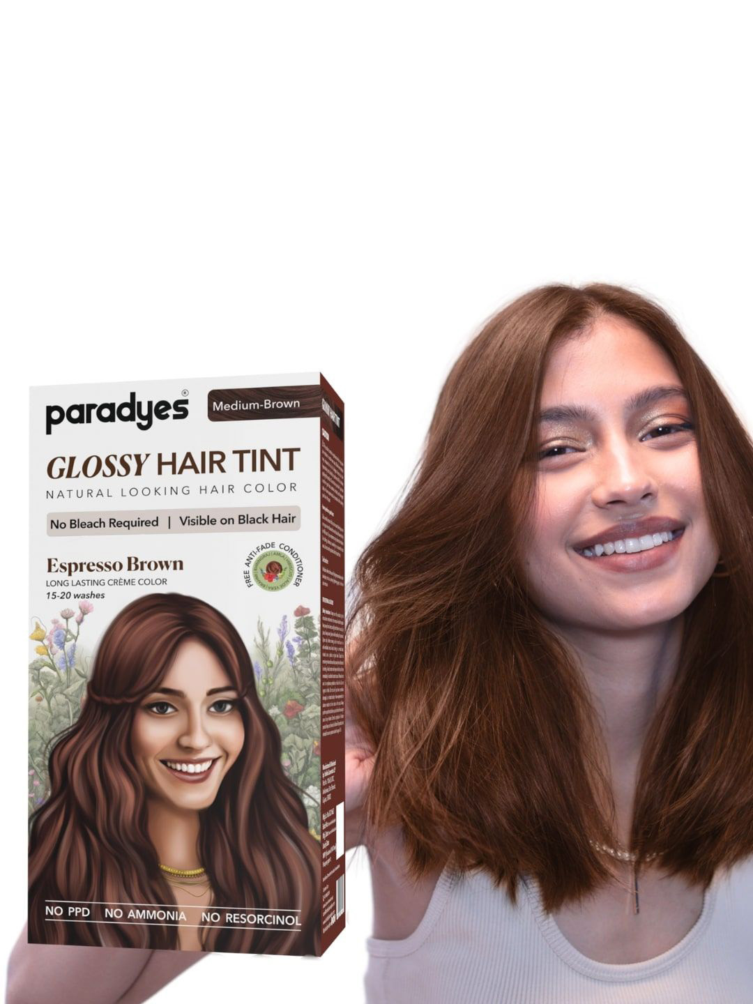 Buy Paradyes Semi Permanent Creme Glossy Tint Hair Color 160g Espresso ...