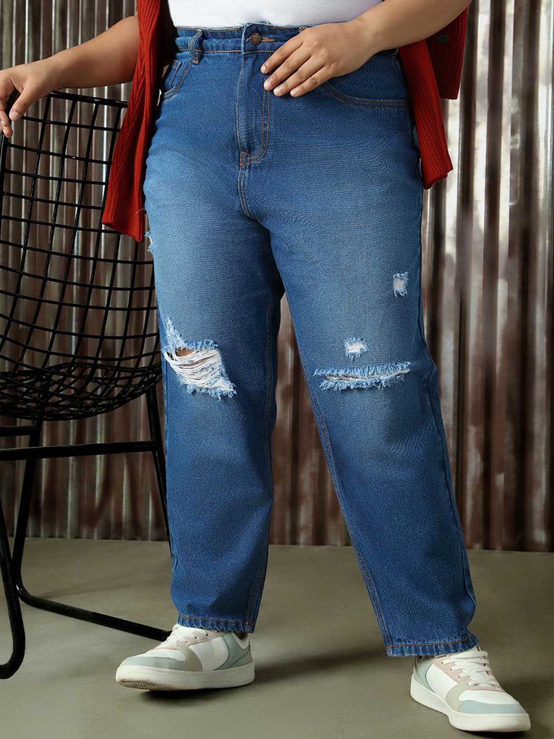 Buy Freeform By High Star Women Plus Size Comfort Mom Fit Cotton Mildly ...