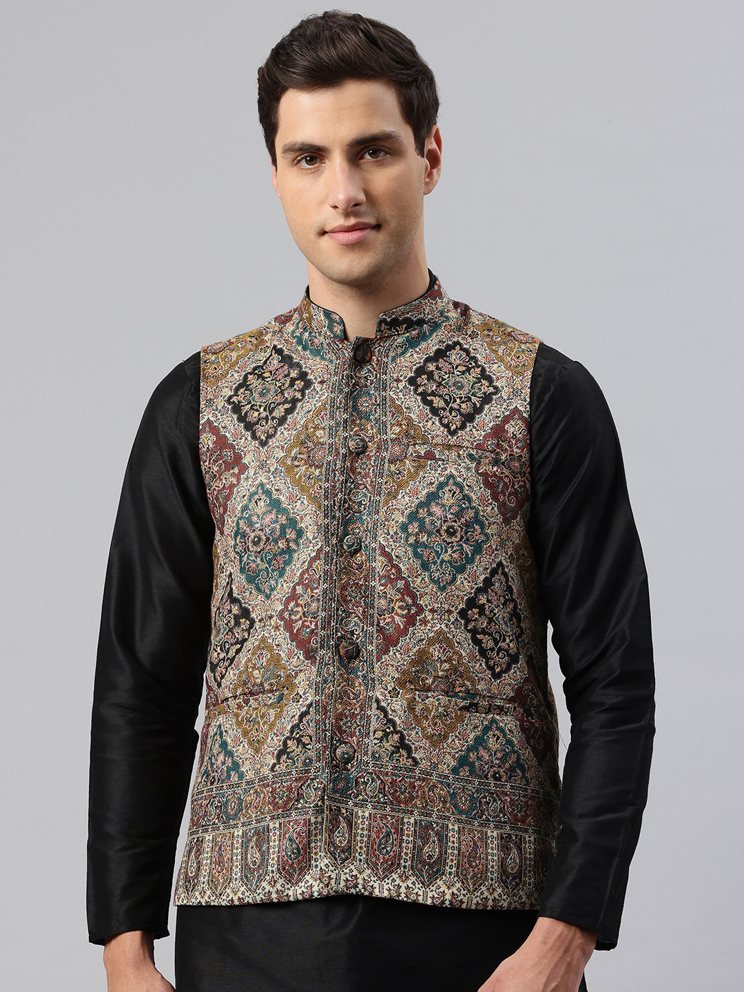 Buy SWI Stylish Men Woven Regular Fit Nehru Jacket - Nehru Jackets for ...